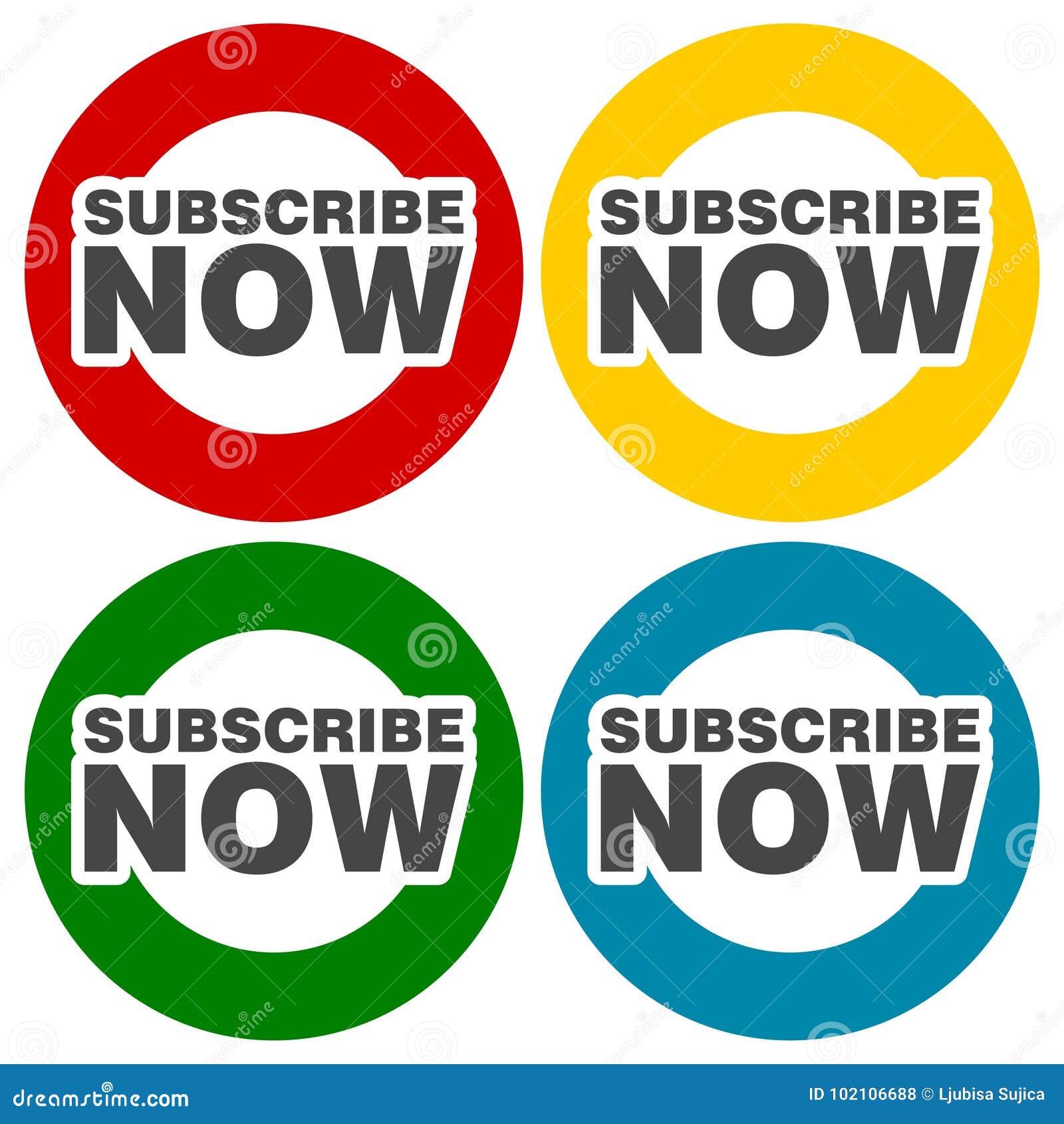 Subscribe Now icons set stock vector. Illustration of isolated - 102106688