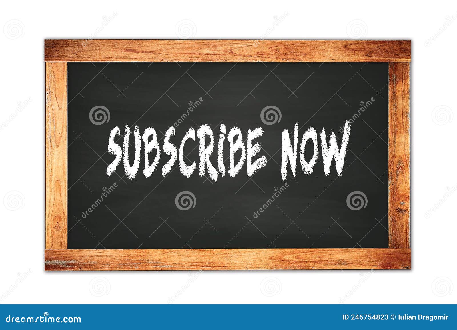 SUBSCRIBE NOW Text Written on Wooden Frame School Blackboard Stock ...