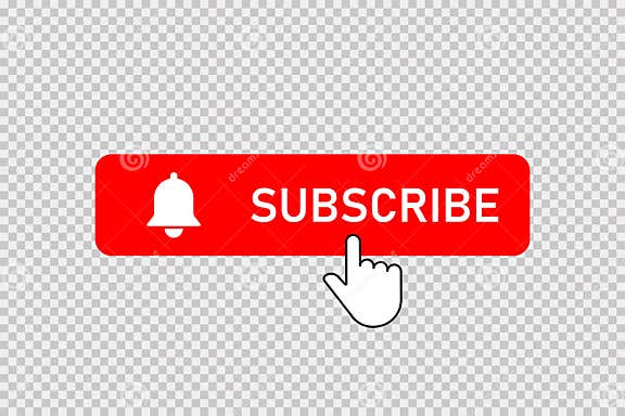Subscribe Red Button with Bell and Hand Clicking Cursor. Subscribe ...