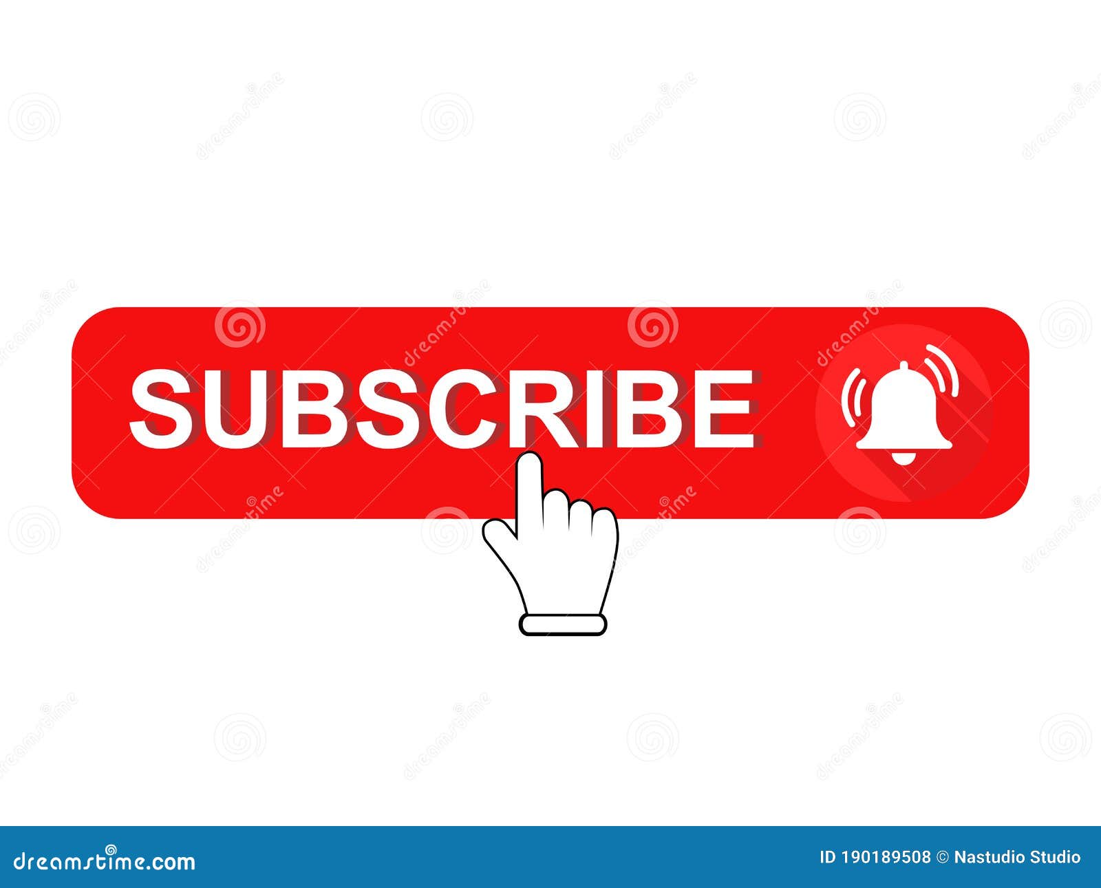 Subscribe Red Button and Hand Cursor Notification. Bells Isolated ...
