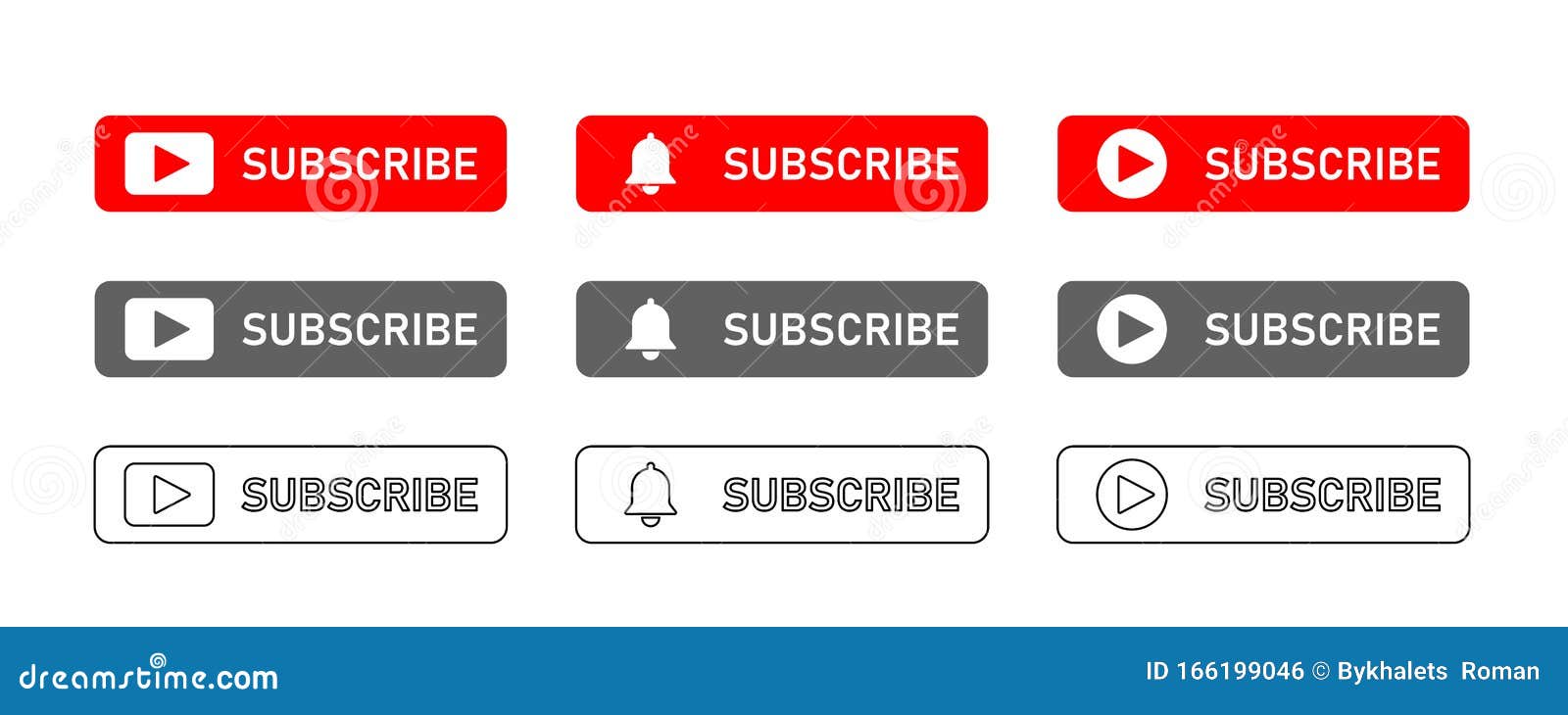 Subscribe Red Isolated Vector Button. Red Play Button Icon. Subscribe ...