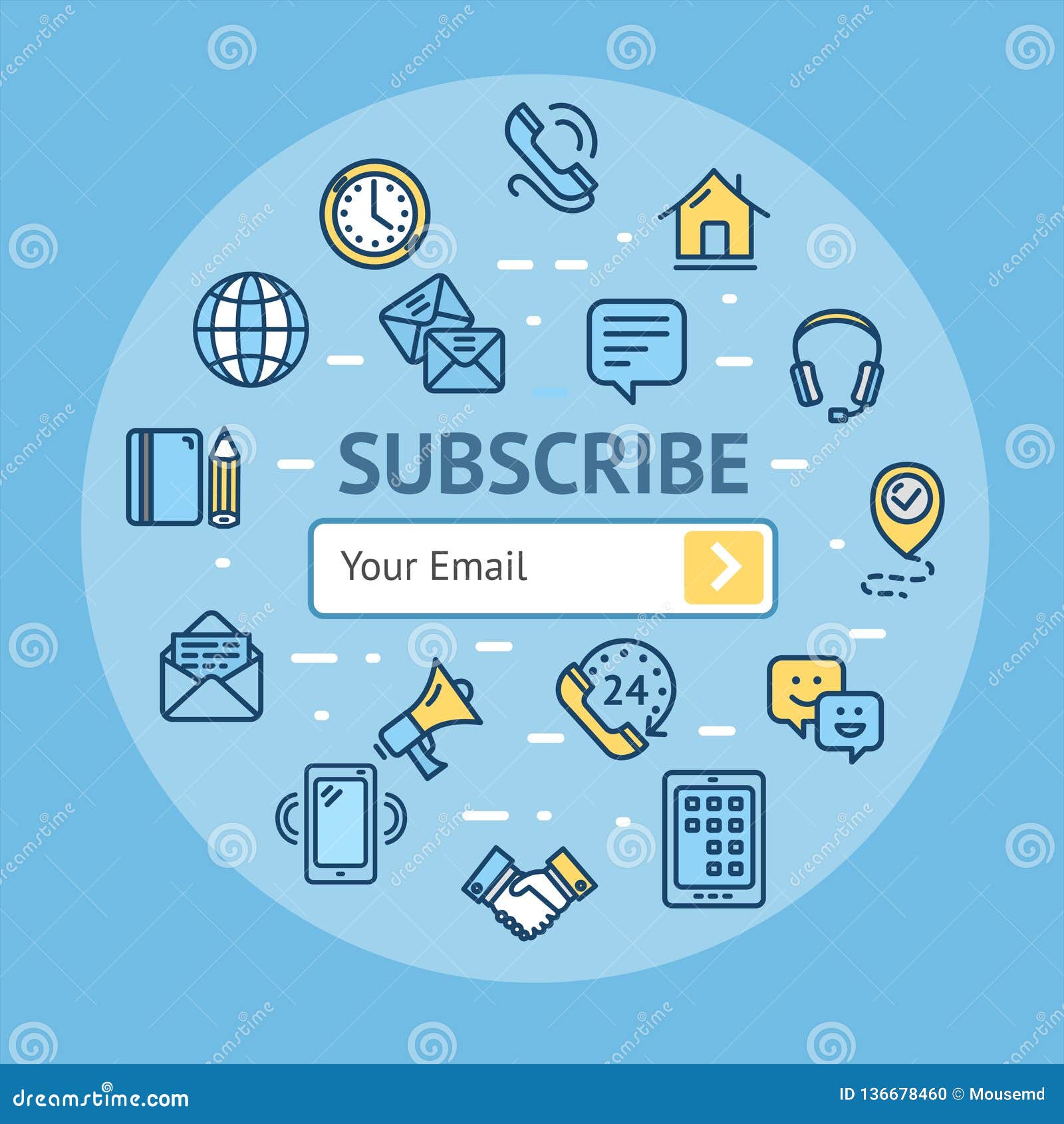 Subscribe Signs Round Design Template Thin Line Icon Concept. Vector ...