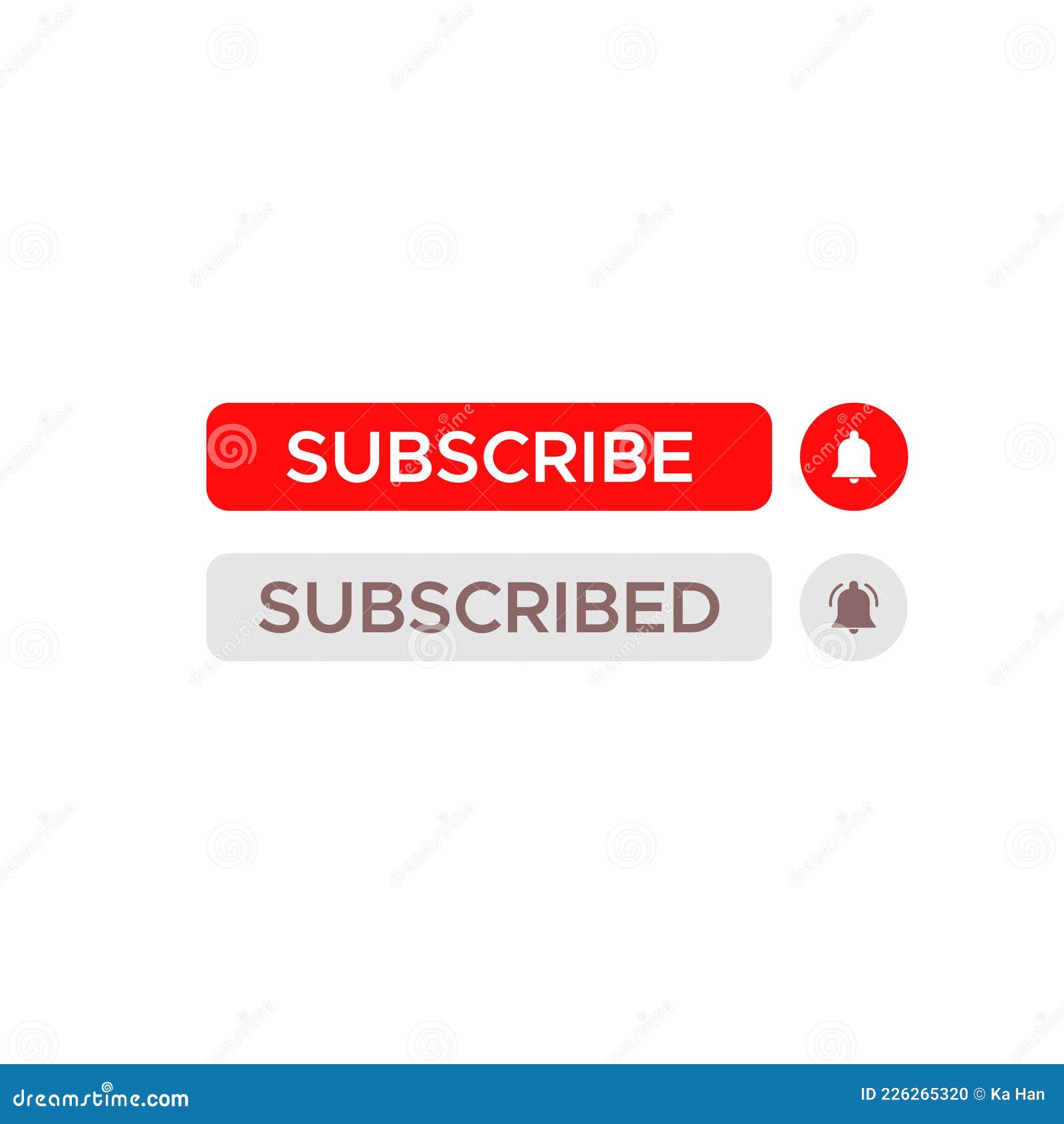 Subscribe, Subscribed Button with Bell Icon Vector Stock Vector ...