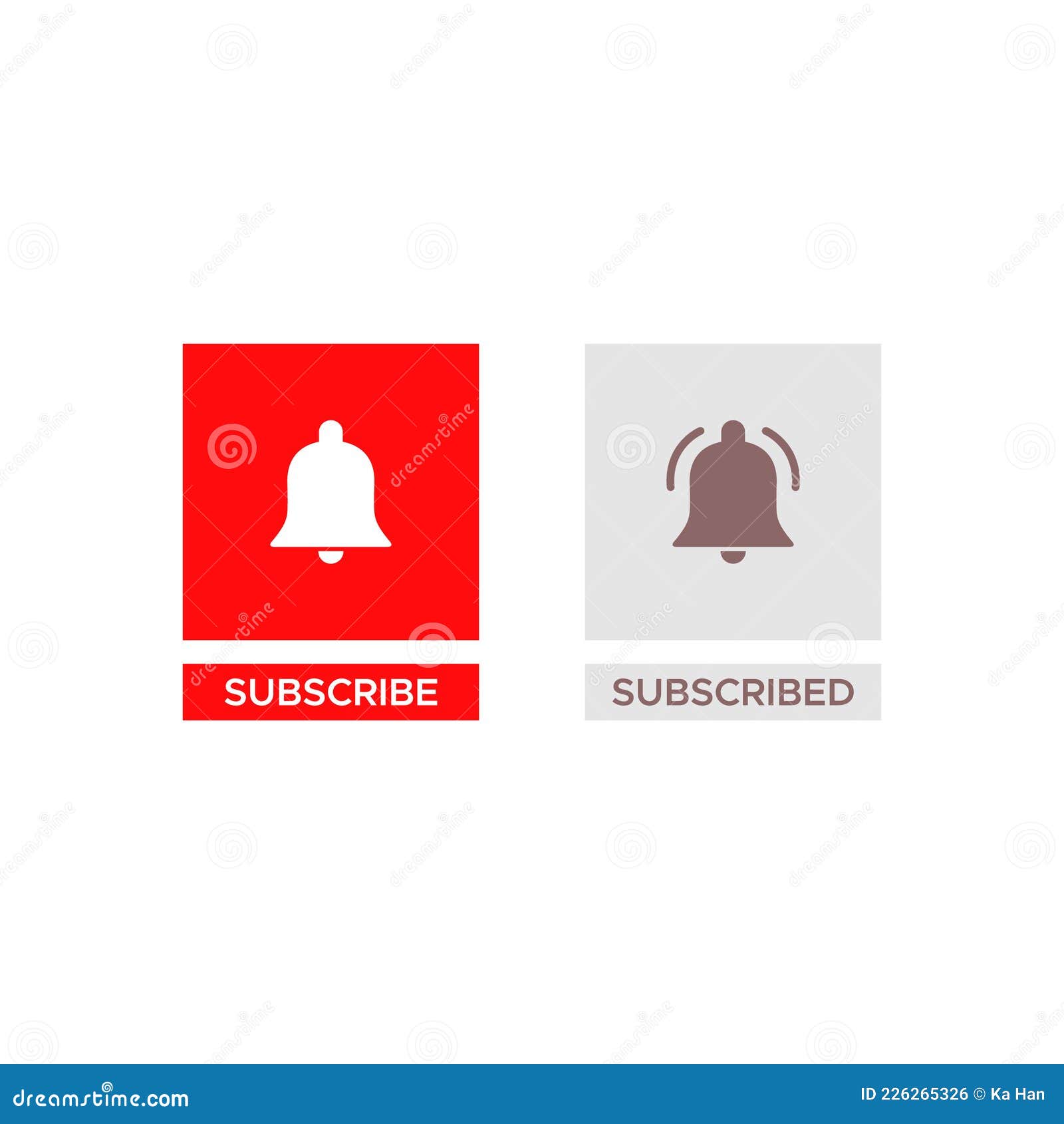 Subscribe, Subscribed Button with Bell Icon Vector Stock Vector ...