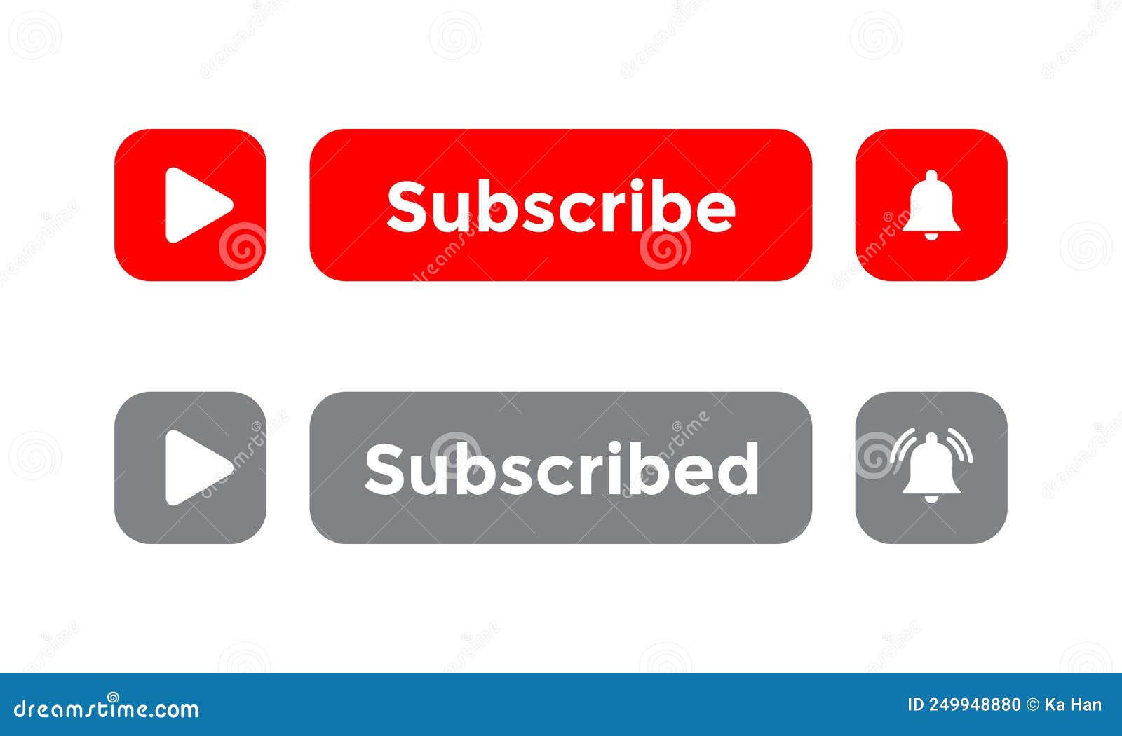 Subscribe and Subscribed Icon Vector. Set of Buttons To Promote ...