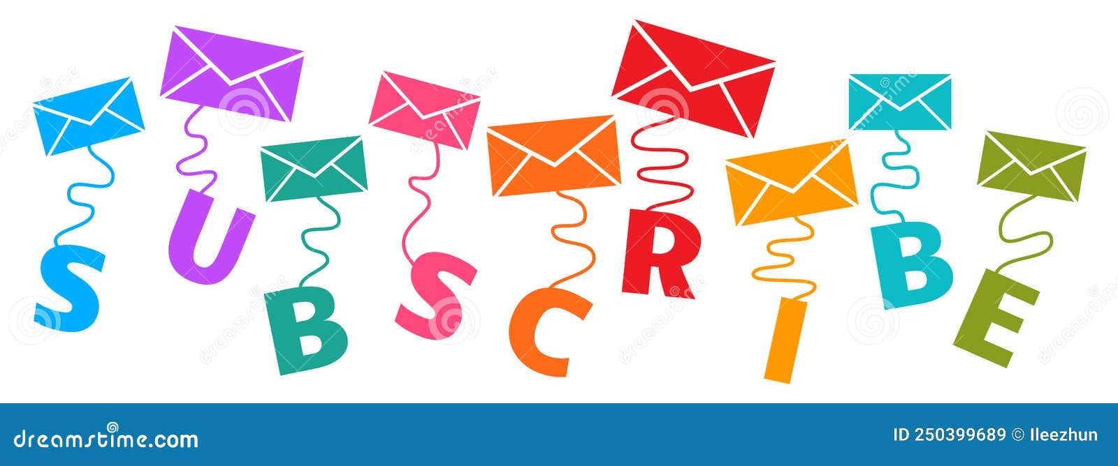 Subscribe Text Hanging from Envelope Symbols Stock Illustration ...