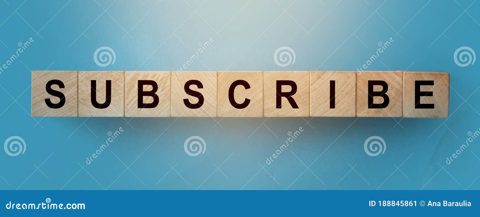 Subscribe Text on Wooden Cubes on a Blue Background Stock Image - Image ...