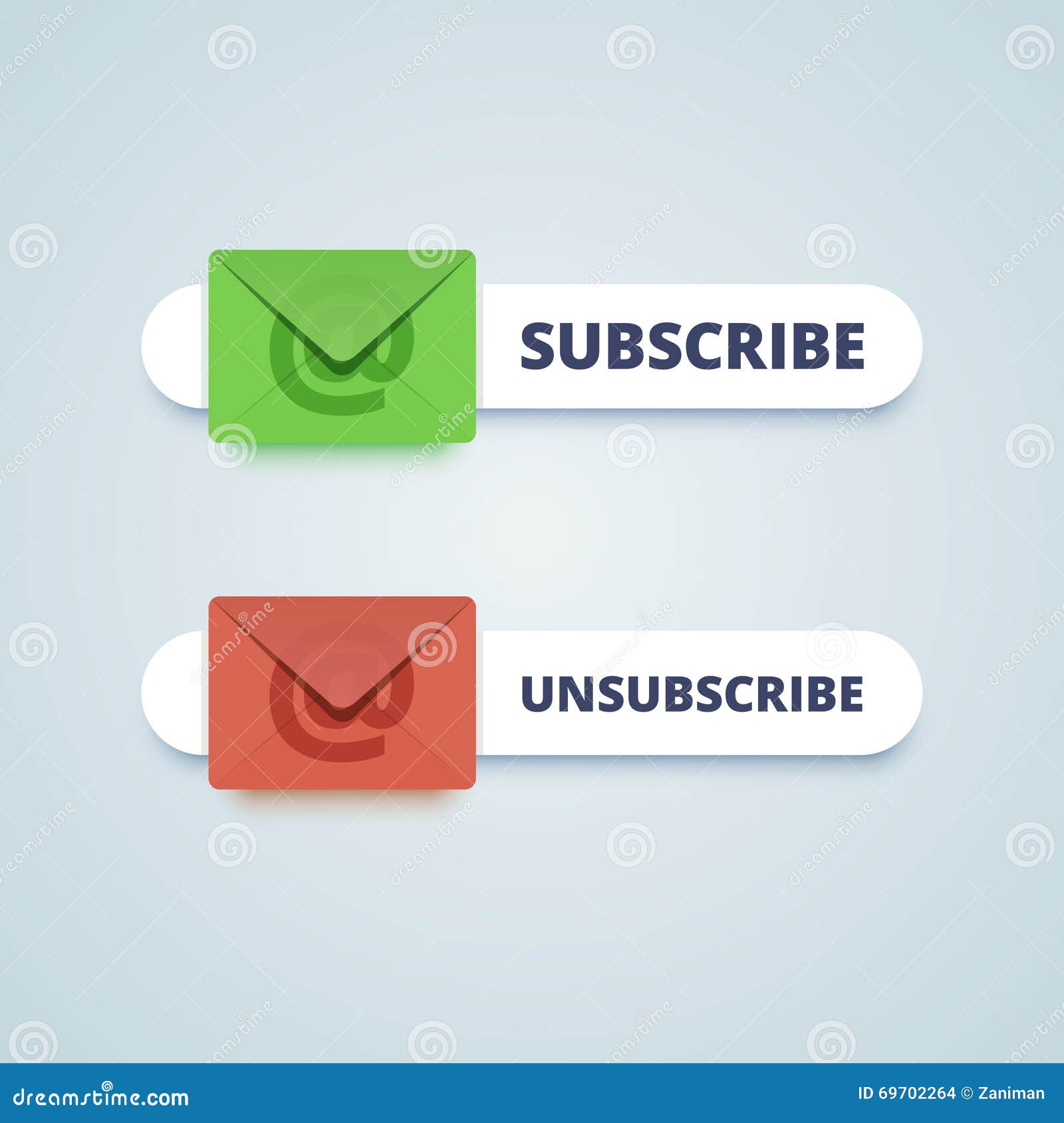 Subscribe and Unsubscribe Buttons with Envelope Sign. Stock Vector ...