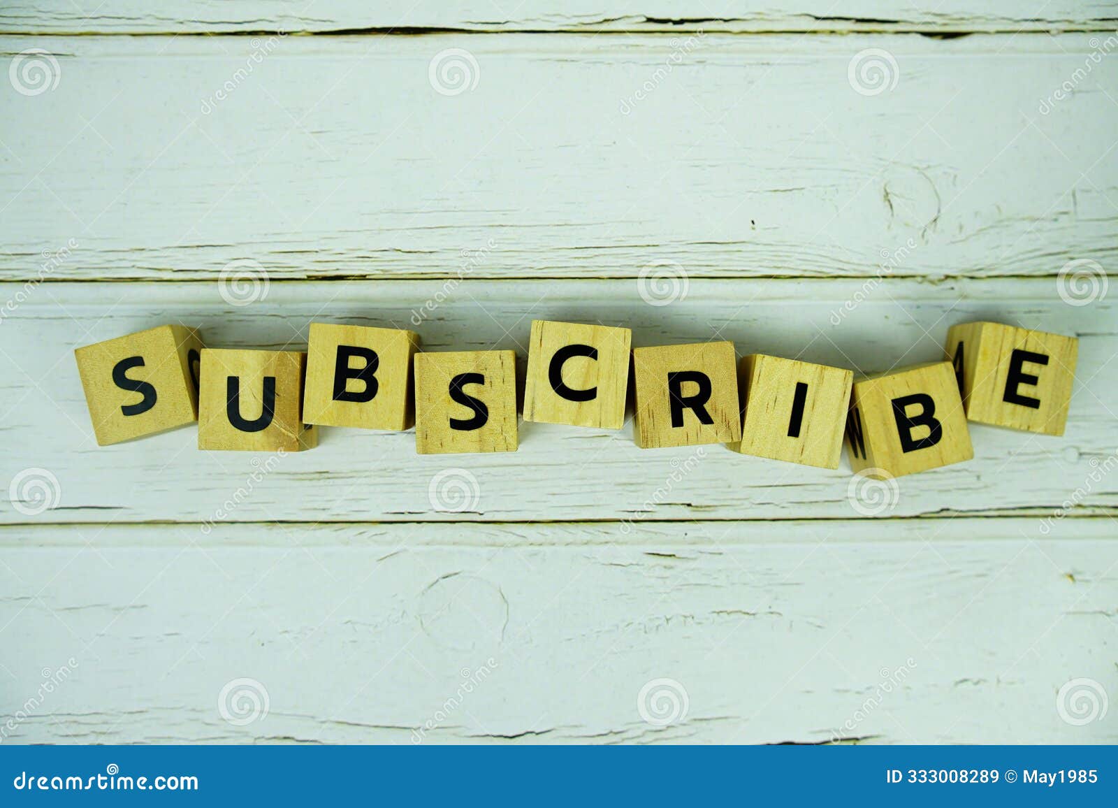 Subscribe with Wooden Blocks Alphabet Letters on Wooden Background ...