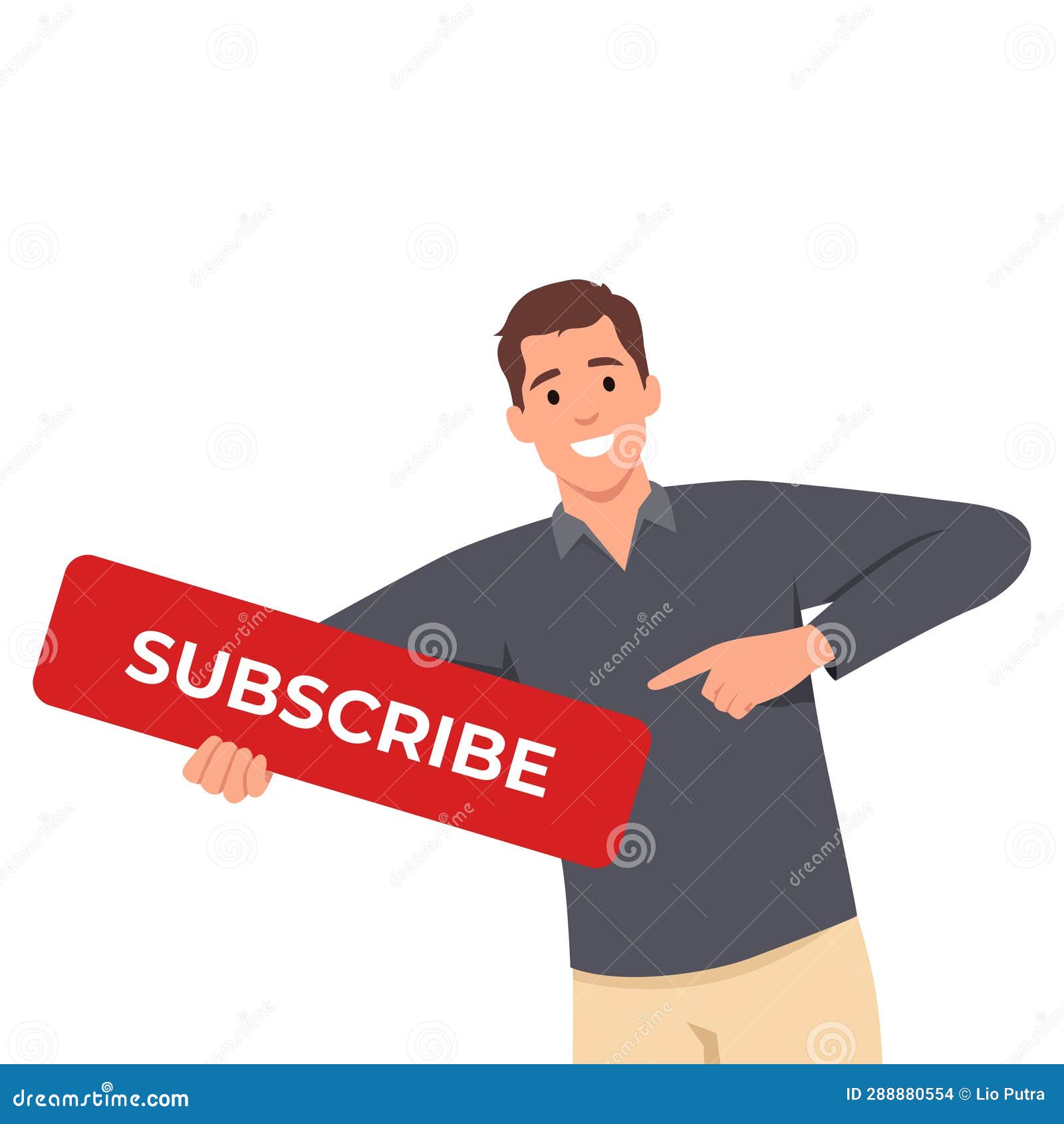 Subscriber Concept Illustration, Man Holds A Subscribe Button With A ...