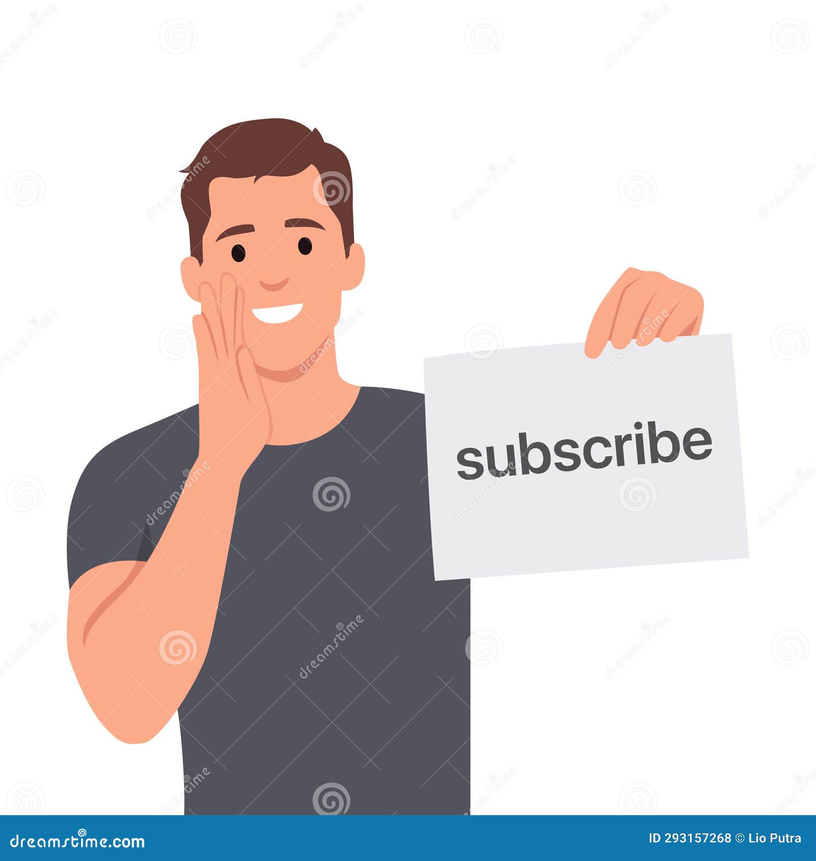 Subscriber Concept Illustration, Man Holds A Subscribe Button With A ...