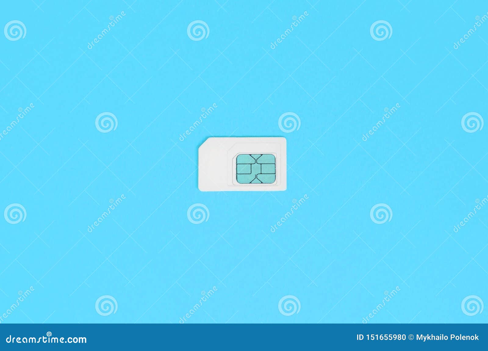 Subscriber Identity Module. White SIM Card on Blue Background Stock ...