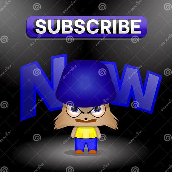 Subscription Button with a Cartoon Character Dog Stock Vector ...