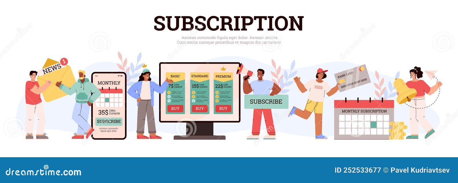 Subscription Concept Banner with People Choosing Subscription Plan ...
