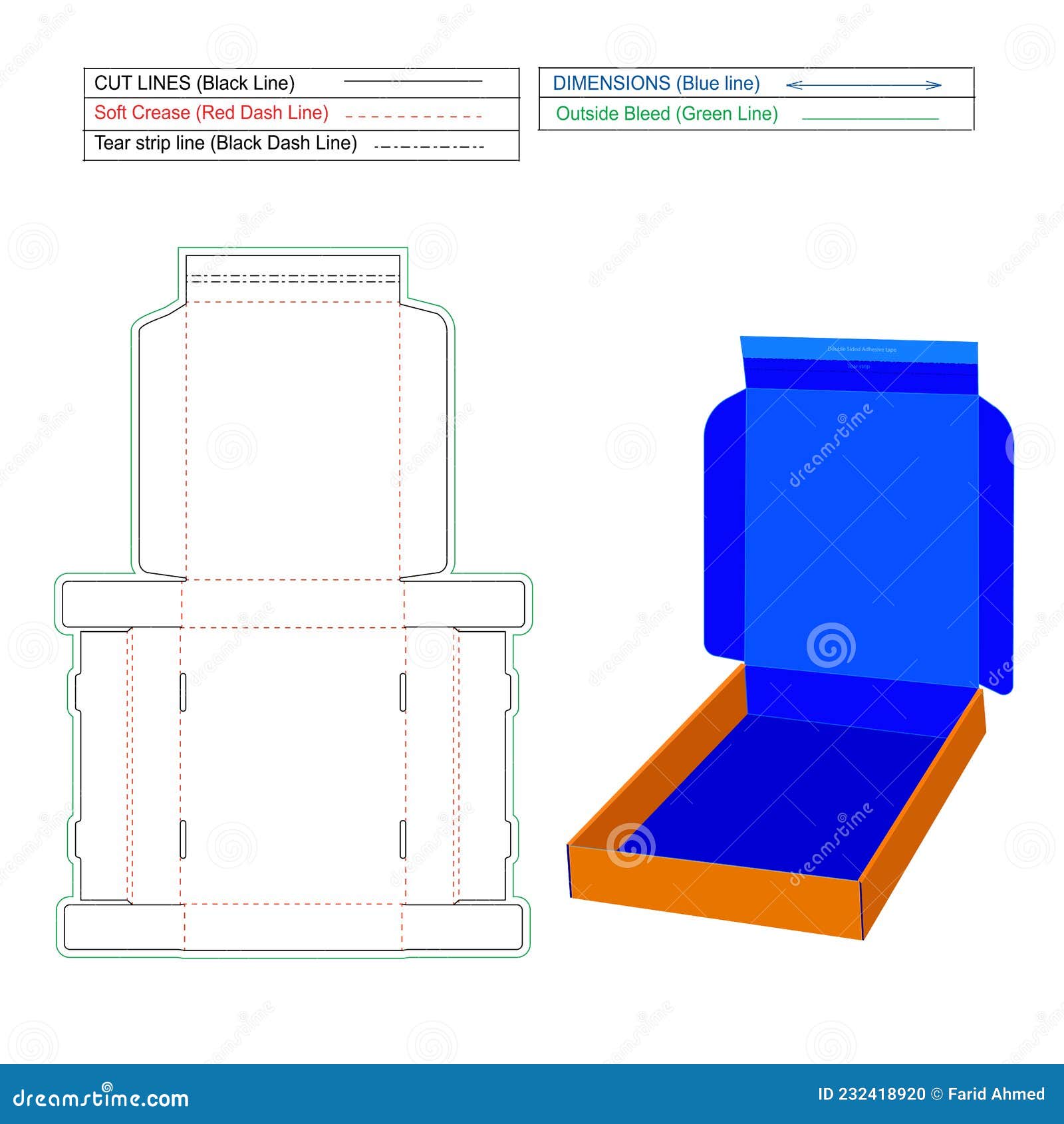Custom Mailer Box, Two Roll End Box, Corrugated Box Dieline Template ...