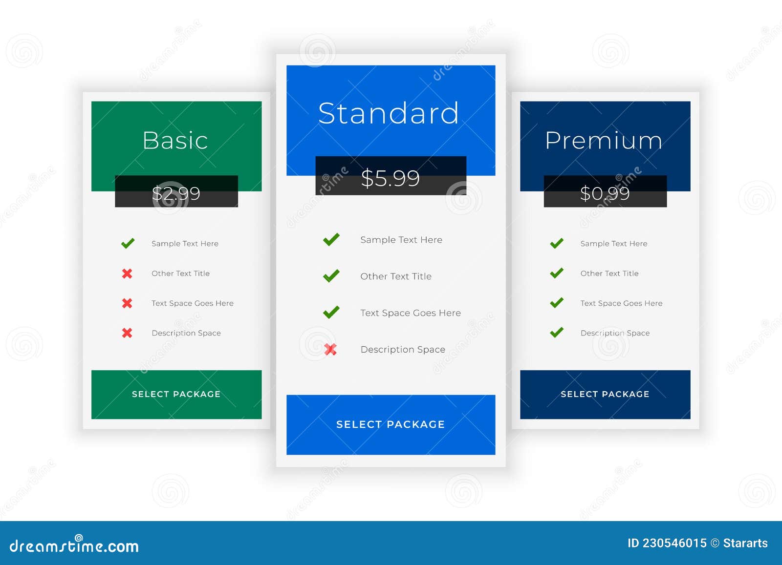Subscription Plans and Pricing Table Template Stock Vector ...