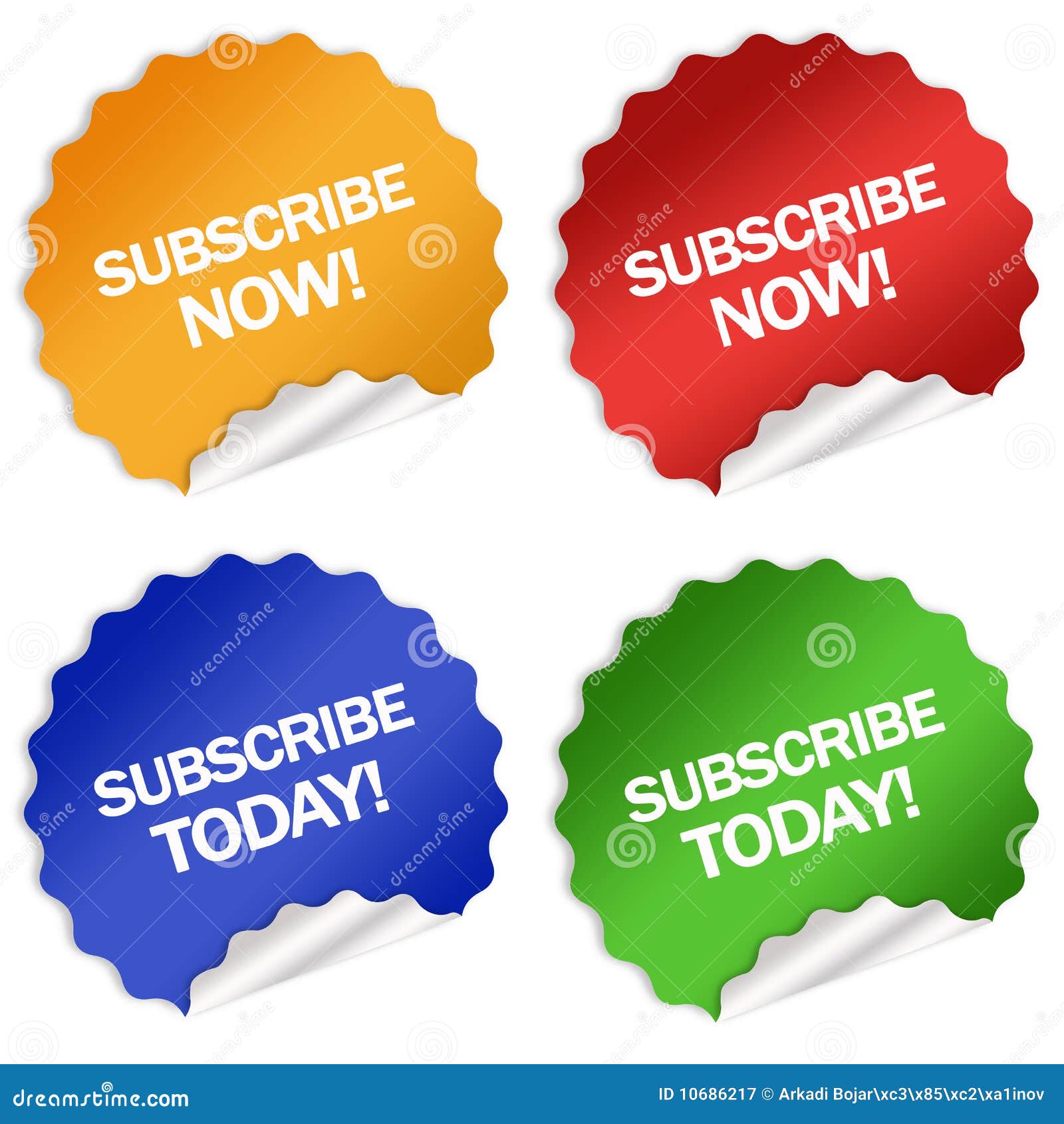 Subscription stickers stock illustration. Illustration of glue - 10686217