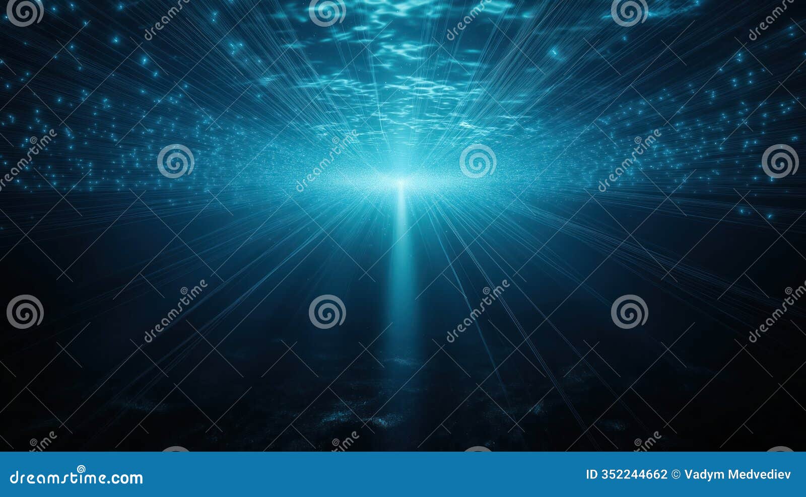 Subsea Data Stations Connected By Glowing Light Beams. Network Design ...