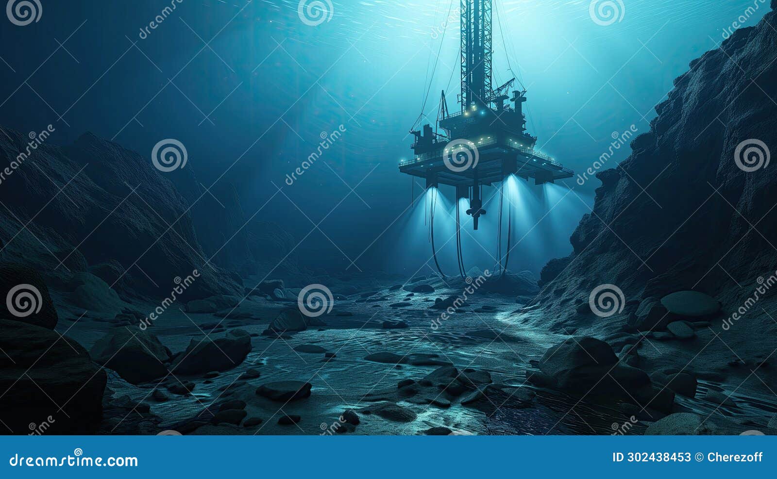 Subsea drilling rig stock image. Image of sunrise, subsea - 302438453