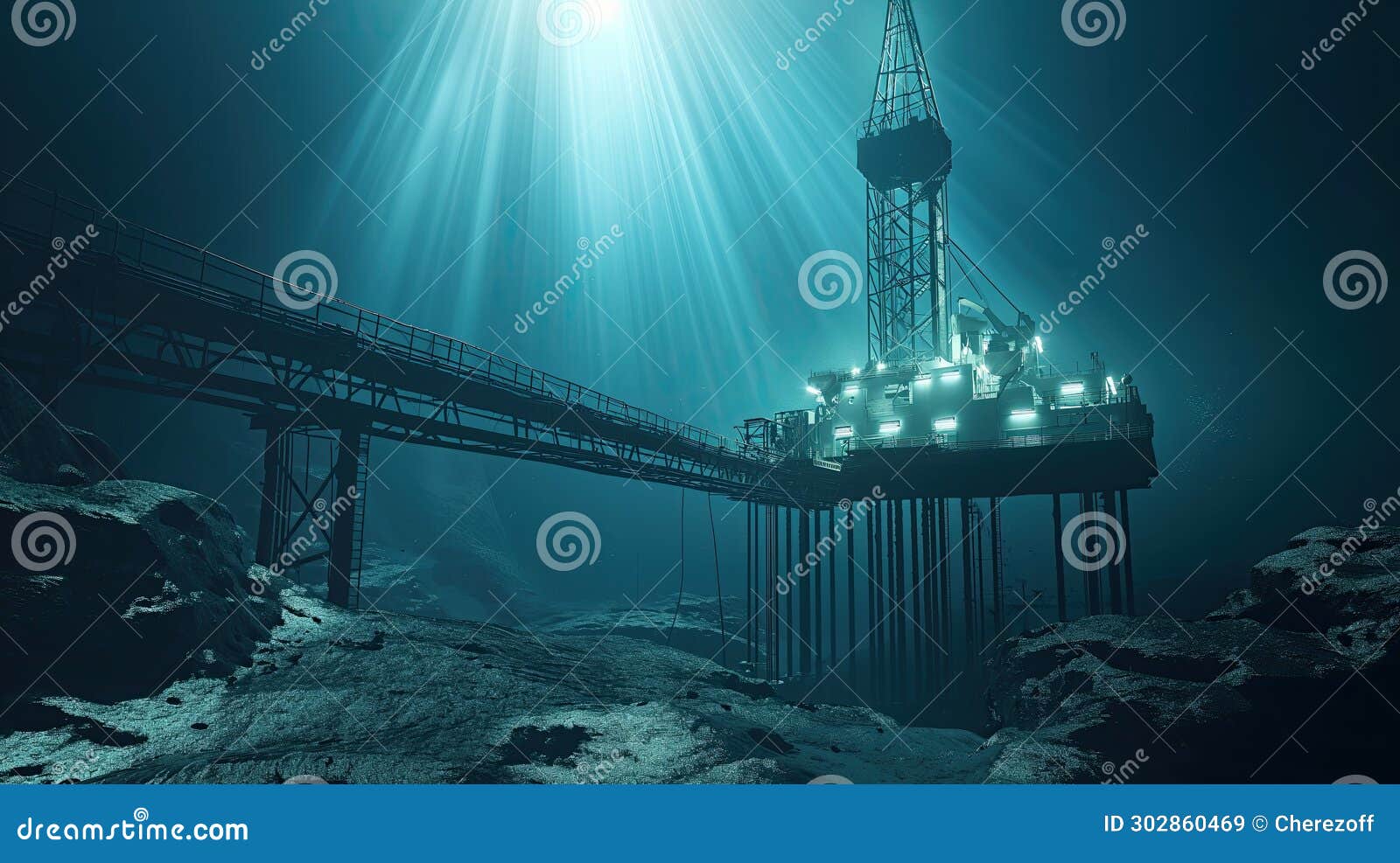 Subsea drilling rig stock image. Image of sundown, industry - 302860469