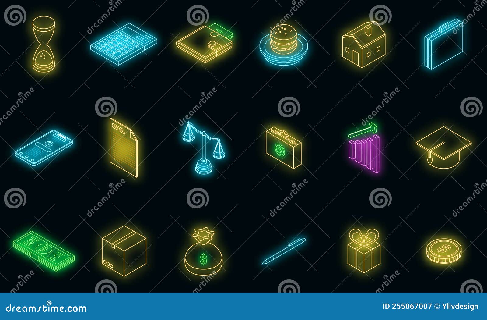 Subsidy Icons Set Vector Neon Stock Vector - Illustration of finance ...