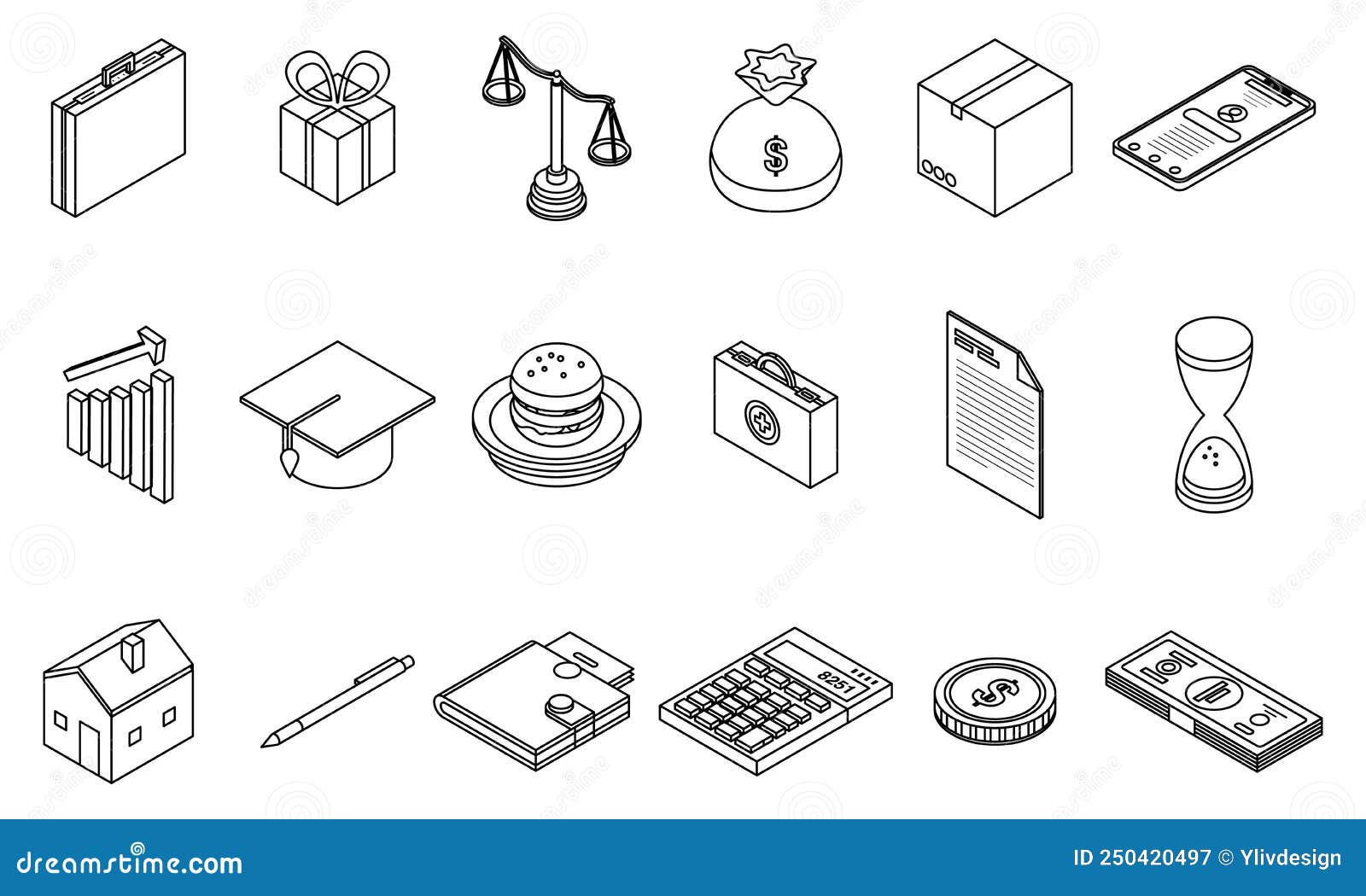 Subsidy Icons Set Vector Outline Stock Vector - Illustration of charity ...