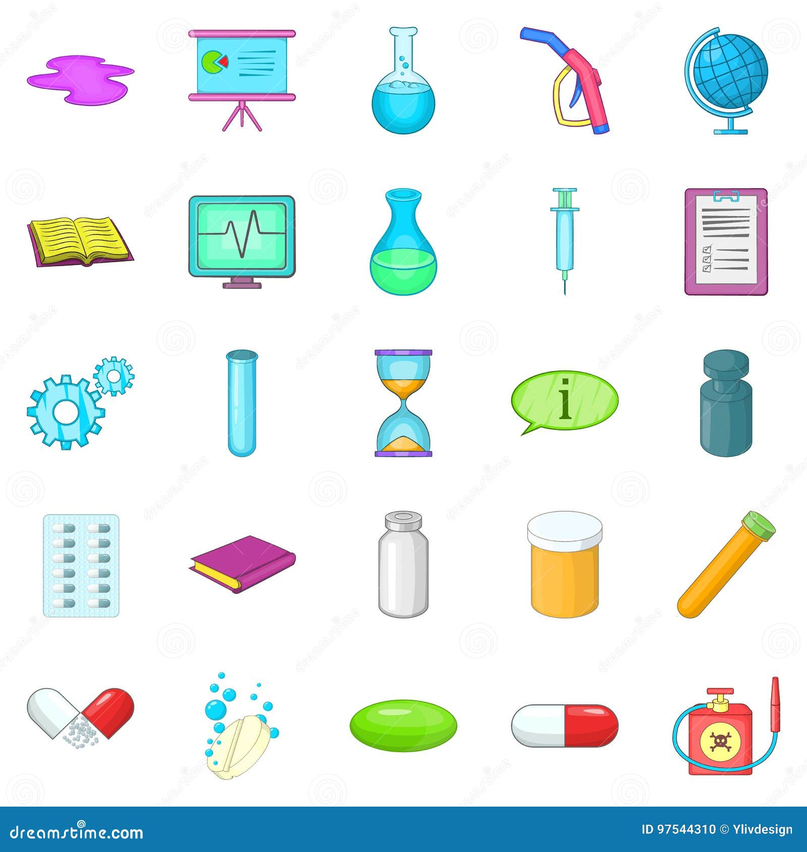 Substance Icons Set, Cartoon Style Stock Vector - Illustration of ...