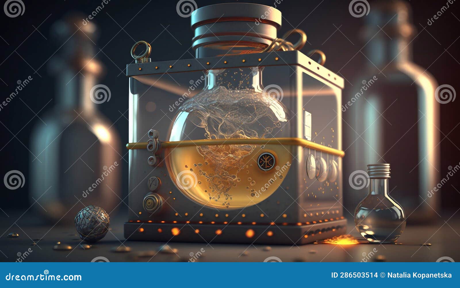Substances Interact in a Flask, Alchemical Laboratory, Experiment Stock ...
