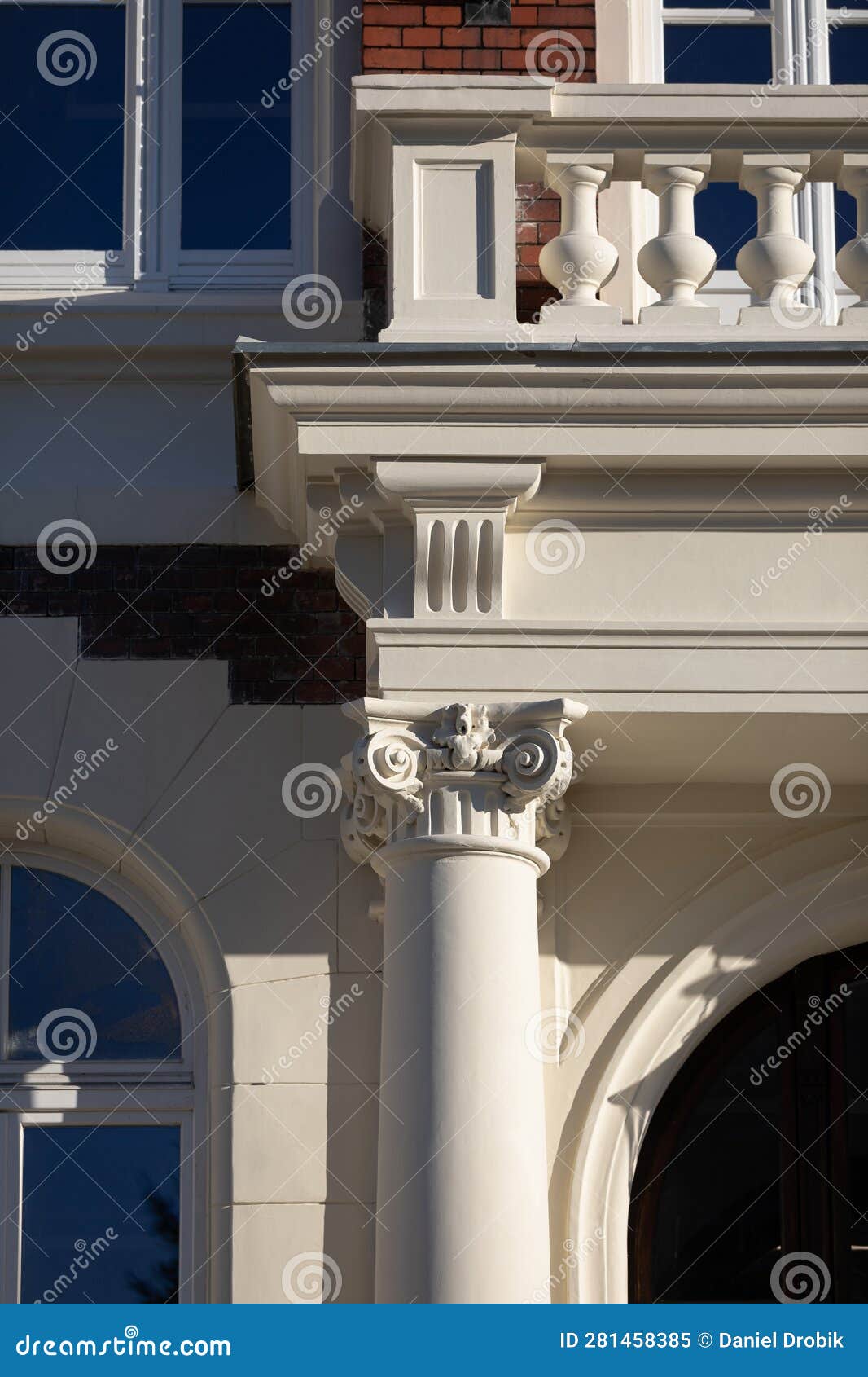 A Substantial Close-up Shows a Section of the Balcony and Columns of ...