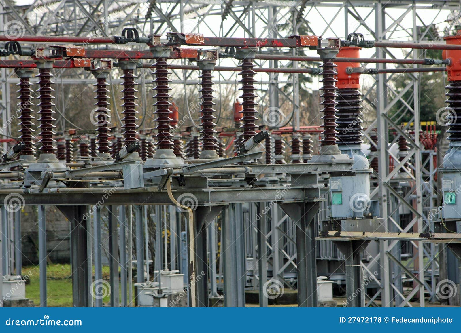 Substation with Big Switches and Breakers Stock Photo - Image of plant ...