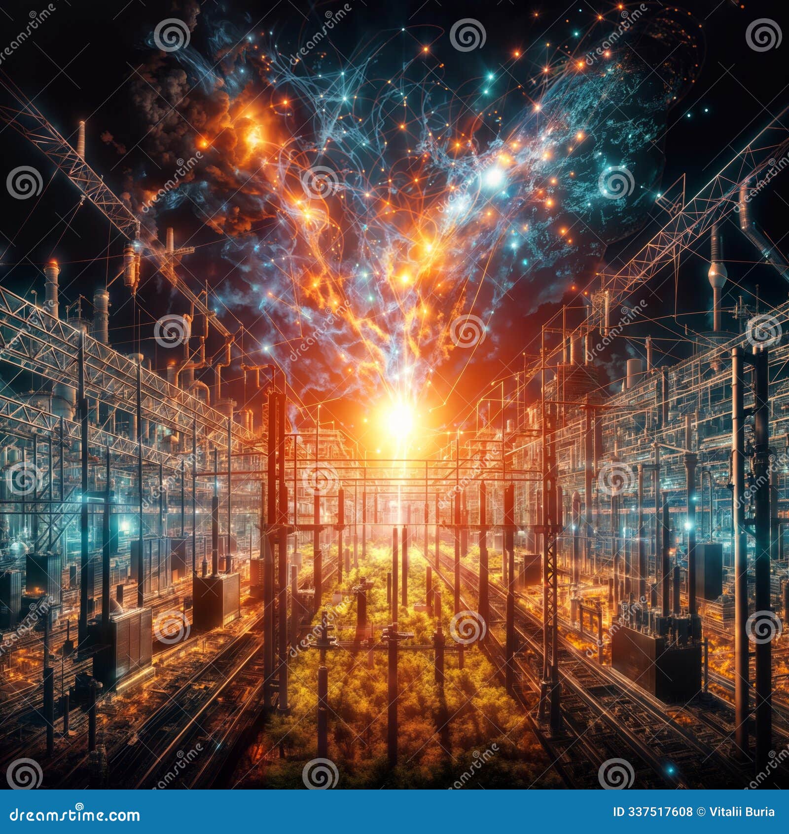 Illuminated Control Panels in Indoor Substation Setup, Generative Ai ...