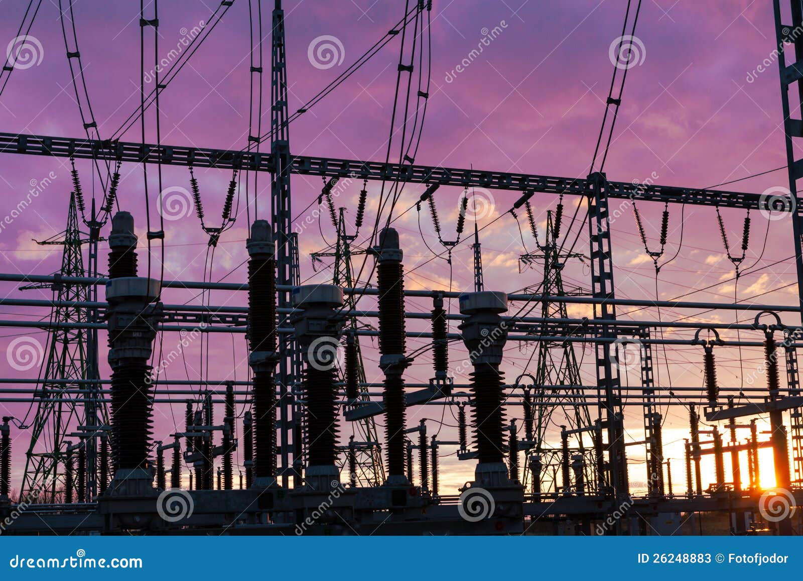 Substation on the Dramatic Sky Background Stock Image - Image of ...