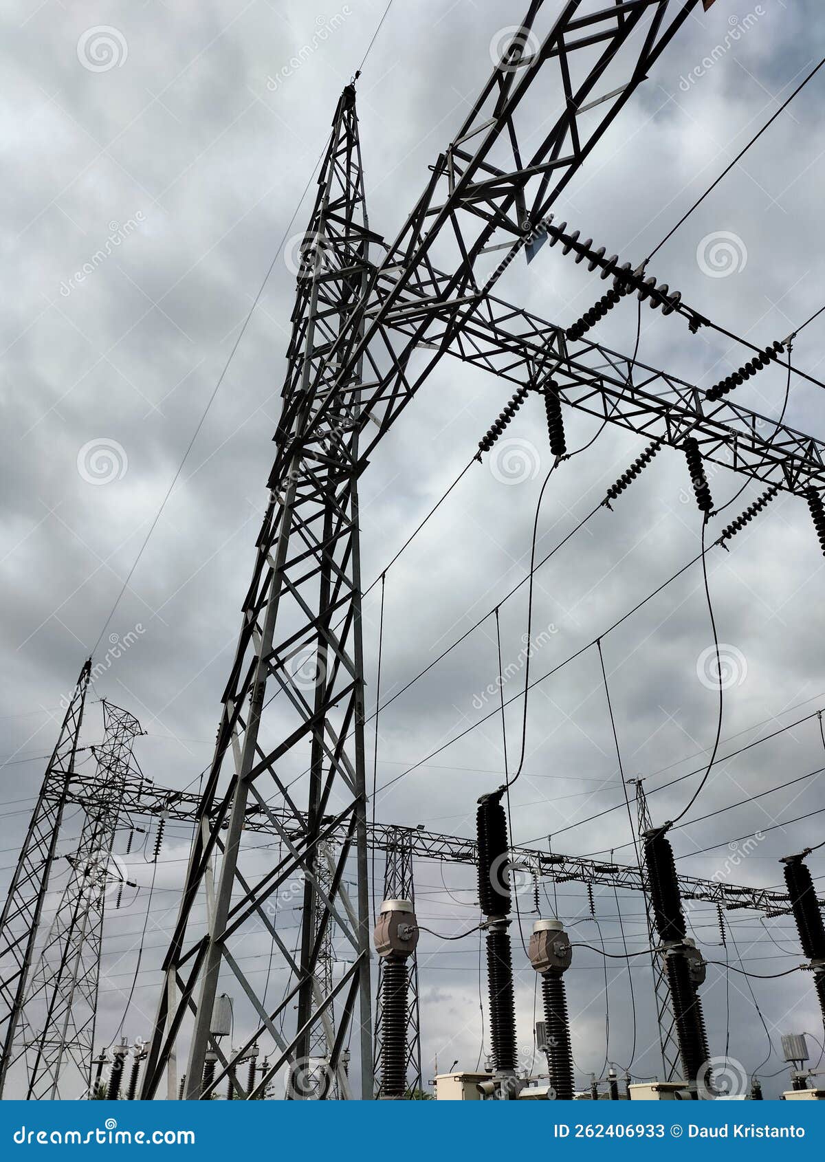 Substation Gantry at Lumajang Indonesia Stock Image - Image of mast ...