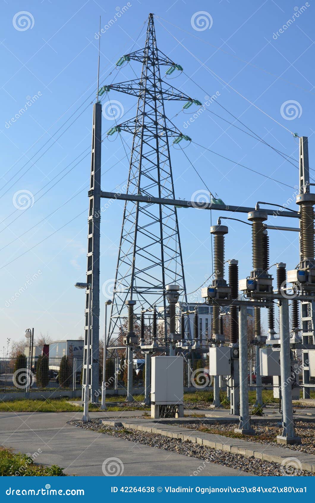 Substation 110/20kV and Pole. Stock Photo - Image of network, 110kv ...