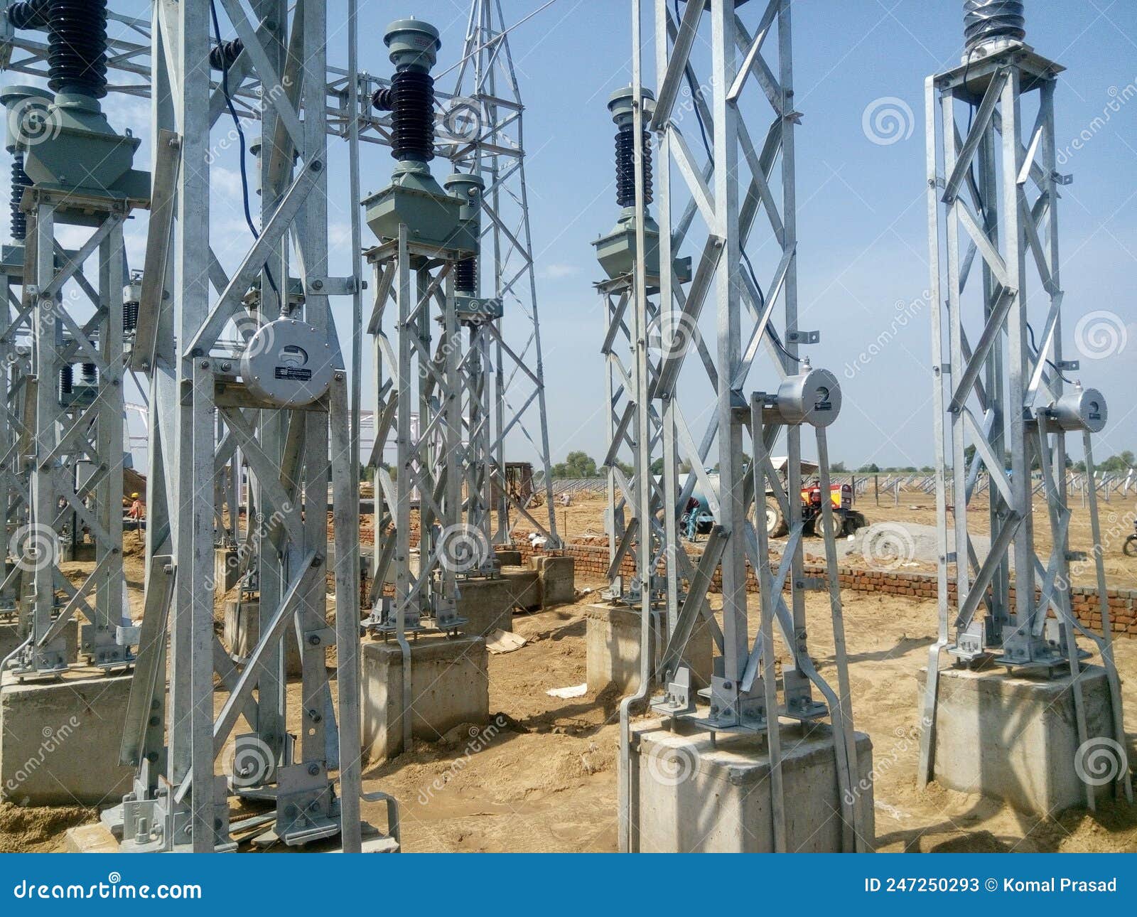 Switchyard Work Under Progress Inside Solar Plant Stock Image - Image ...