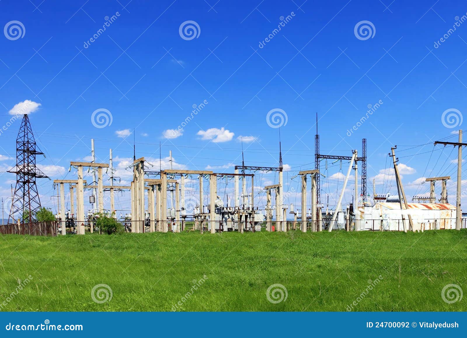 The Substation and Power Transmission Lines. Stock Photo - Image of ...