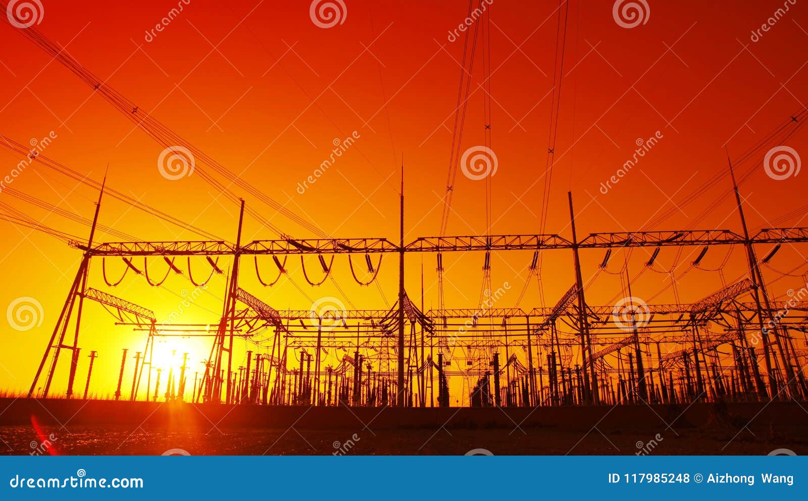 Substation silhouette stock photo. Image of high, resource - 117985248