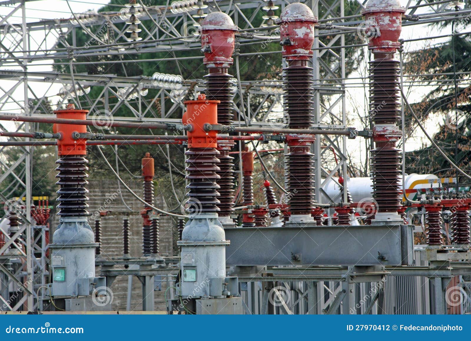 Substation with Switches and Breakers Stock Photo - Image of iron ...