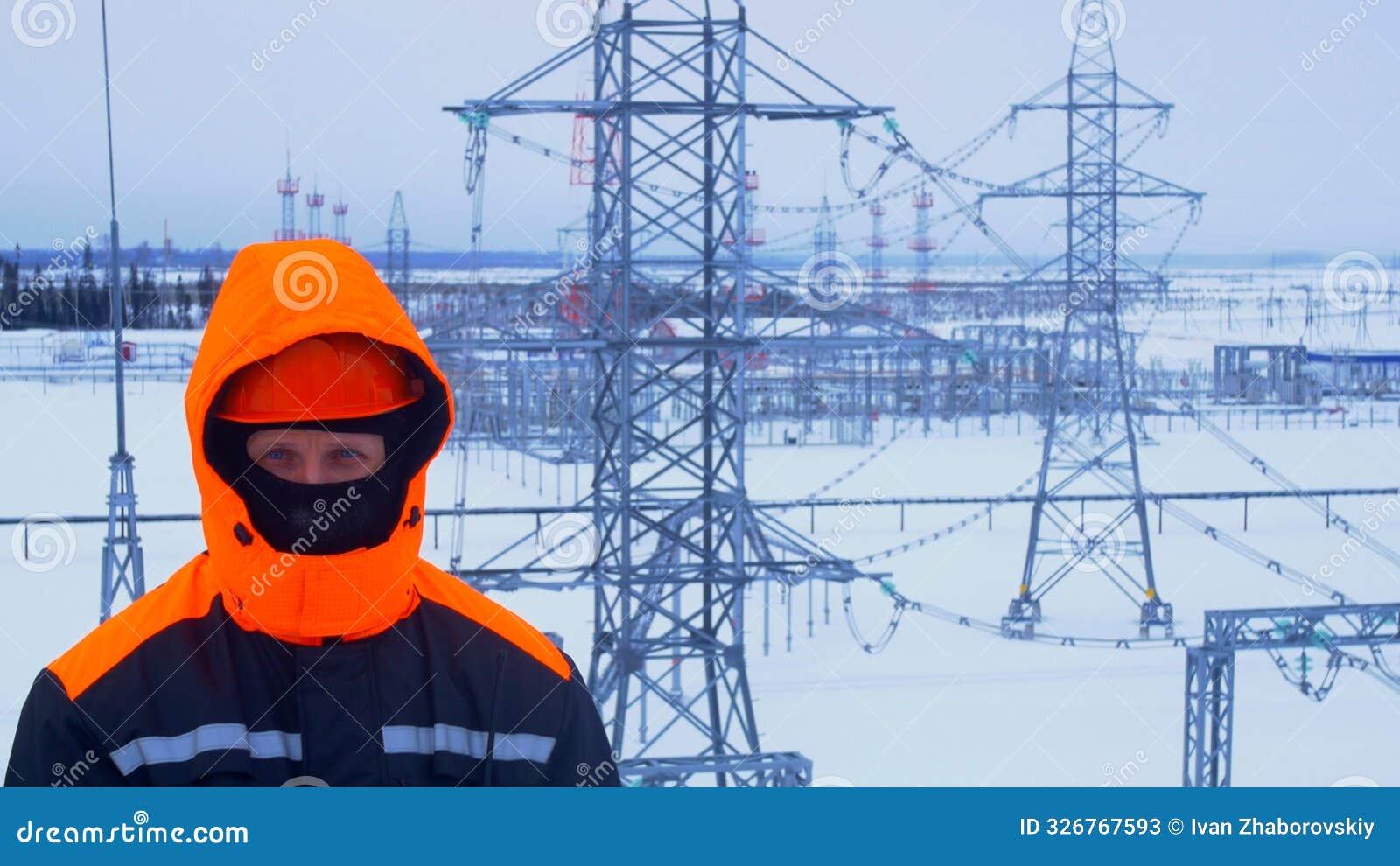 Substation Worker Above Arctic Circle Performing Technical Tasks ...
