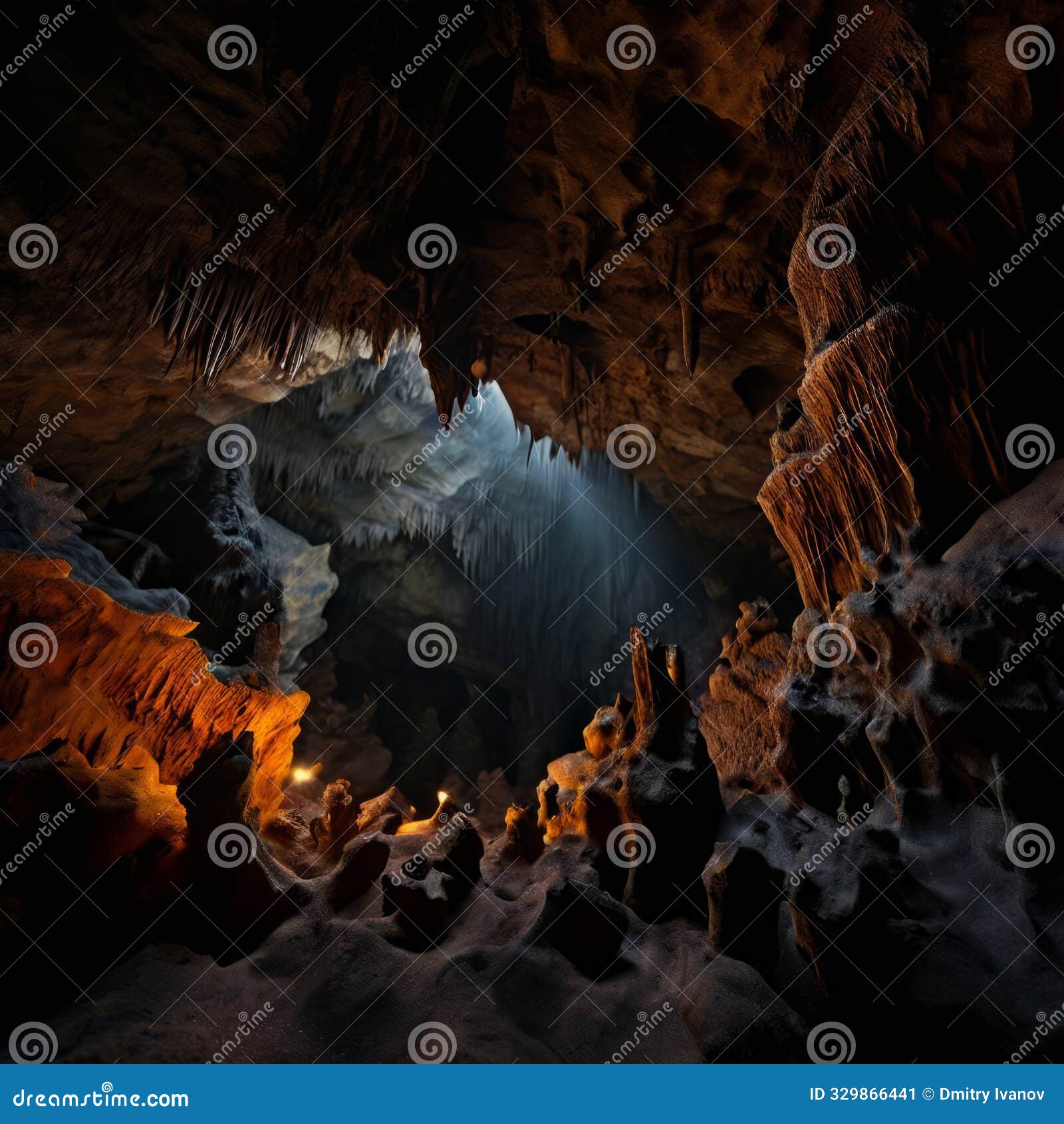 Subterranean Cave System a Dark and Mystrious Network of Caves Stock ...