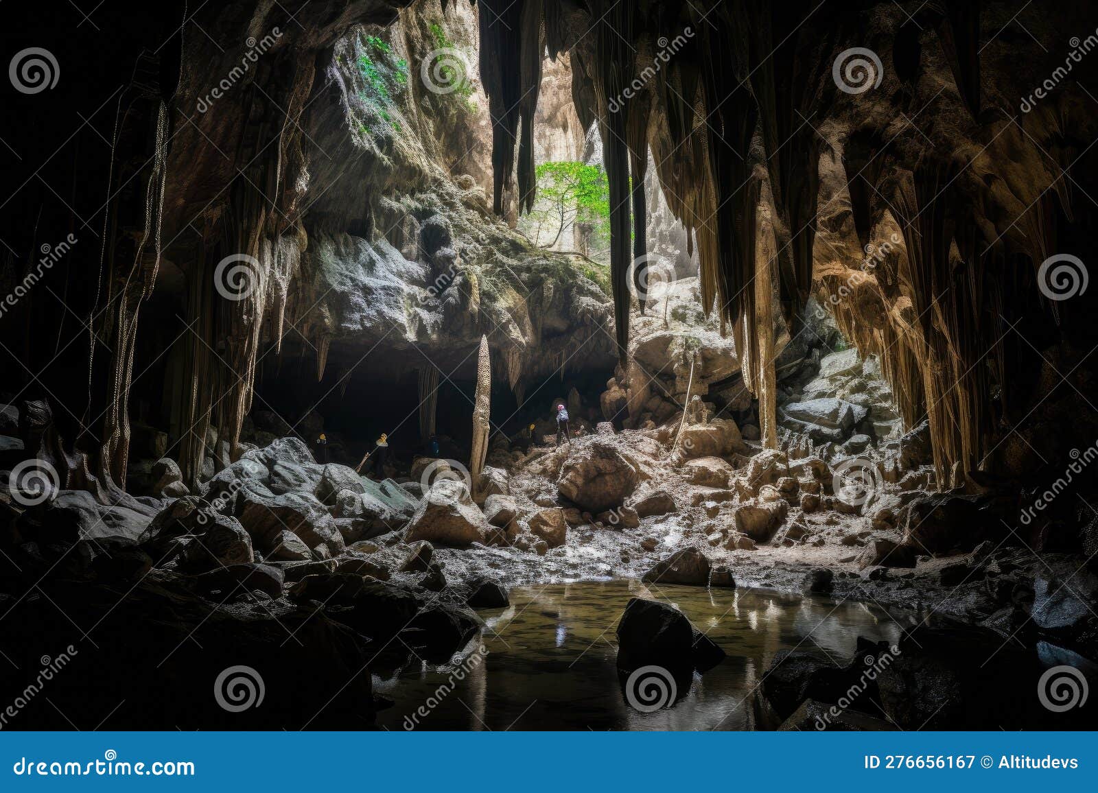Subterranean Cavern, Filled with Natural Rock Formations, Stalactites ...