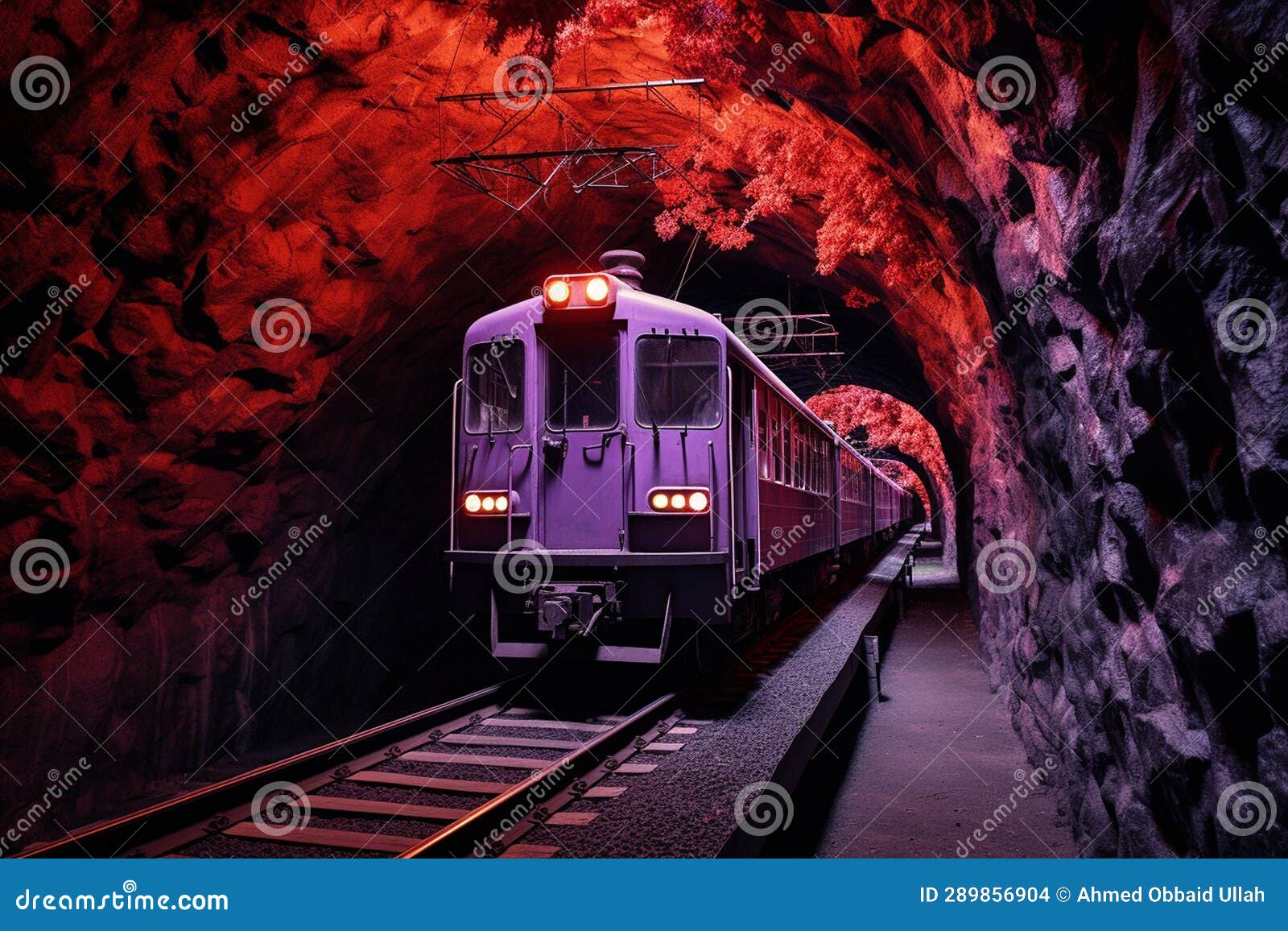 Subterranean Passage Highlighted Colors in the Tunnel. Generative by Ai ...