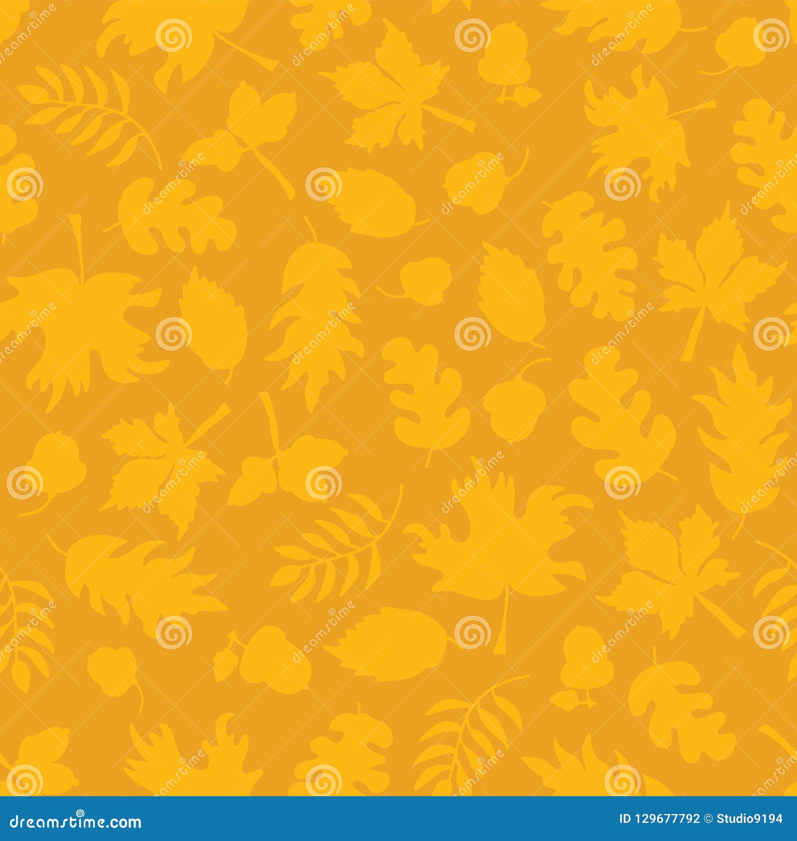 Subtle Autumn Background. Fall Leaves Seamless Vector Pattern. Yellow ...