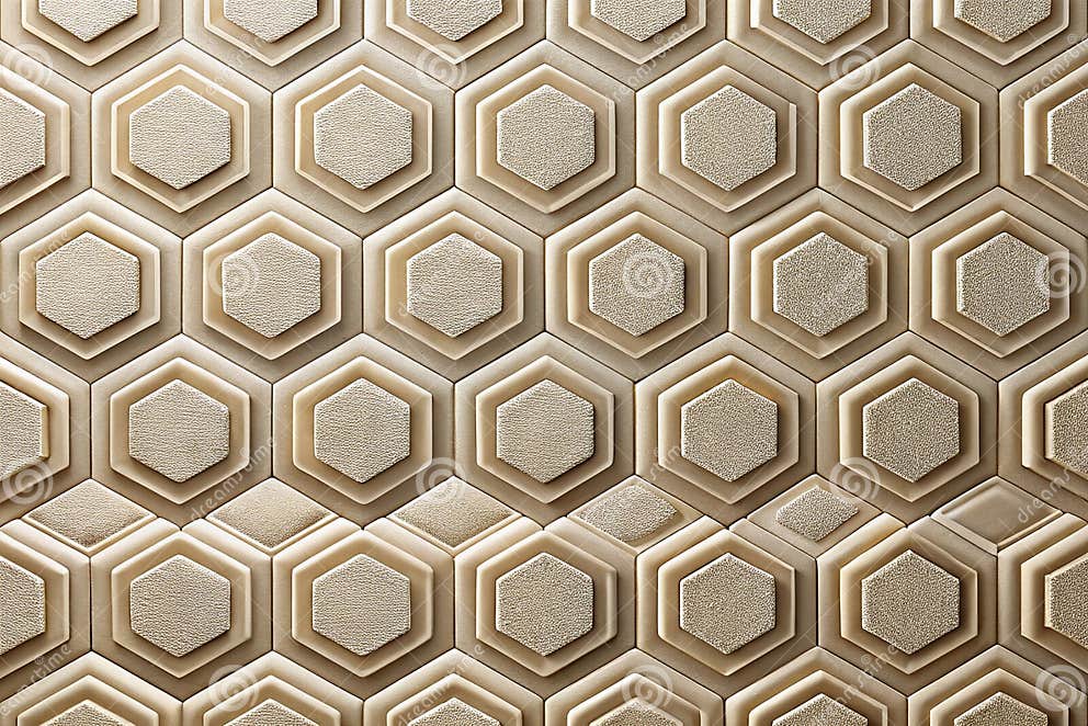 Subtle Embossed Hexagonal Pattern with Interlocking 3D Geometric Shapes ...
