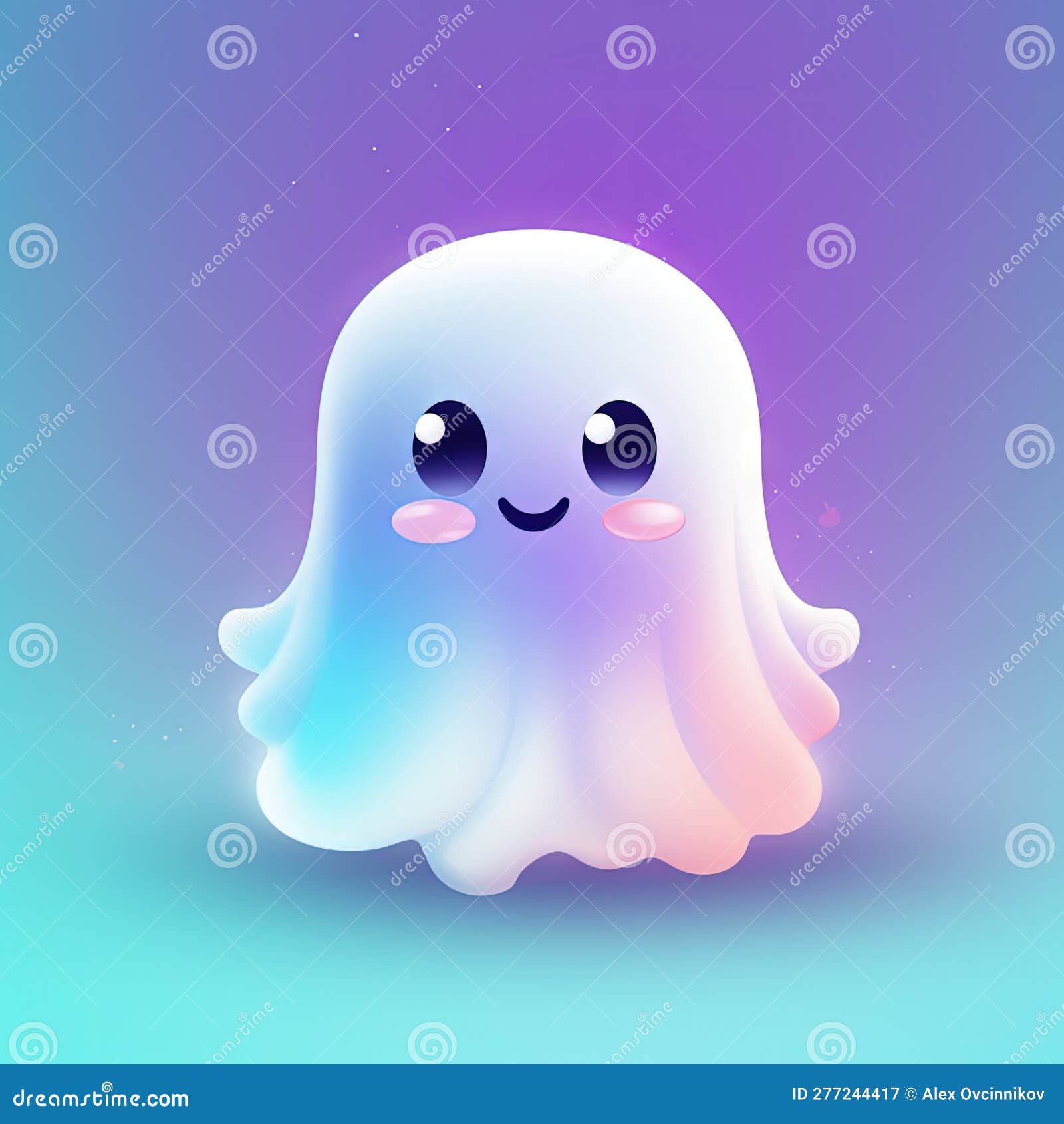 Subtle Ghost Logo With Cute Magic And Gradients For Branding. Stock ...
