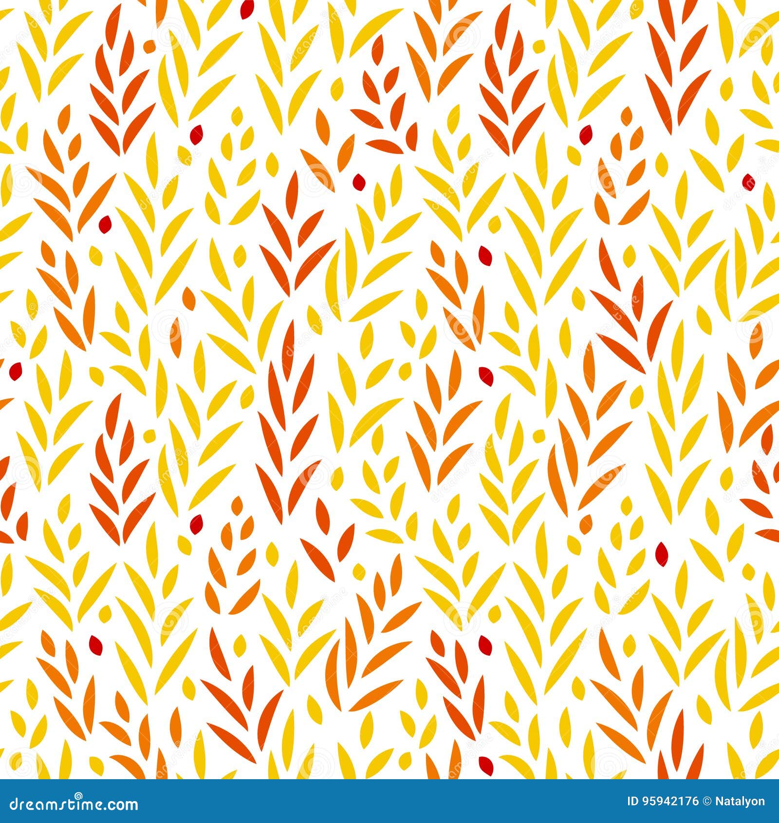 Subtle Golden Yellow and Red Leaves Floral Seamless Pattern on White ...