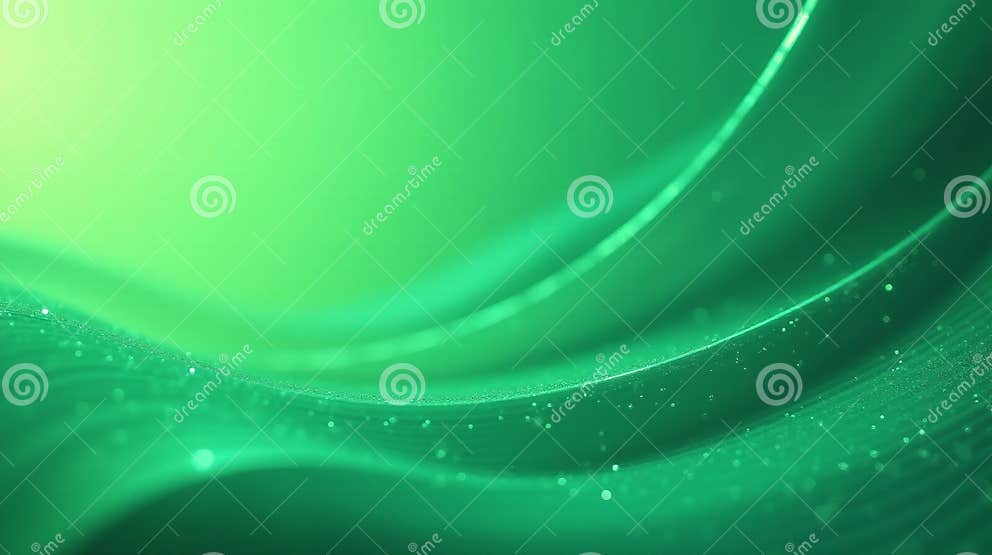 Subtle Green Waves with Sparkling Particles in Motion Stock ...
