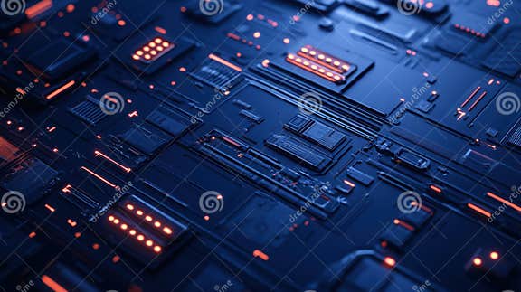 Subtle Neon Glow Forming Minimal Tech Patterns Viewed from Above Stock ...