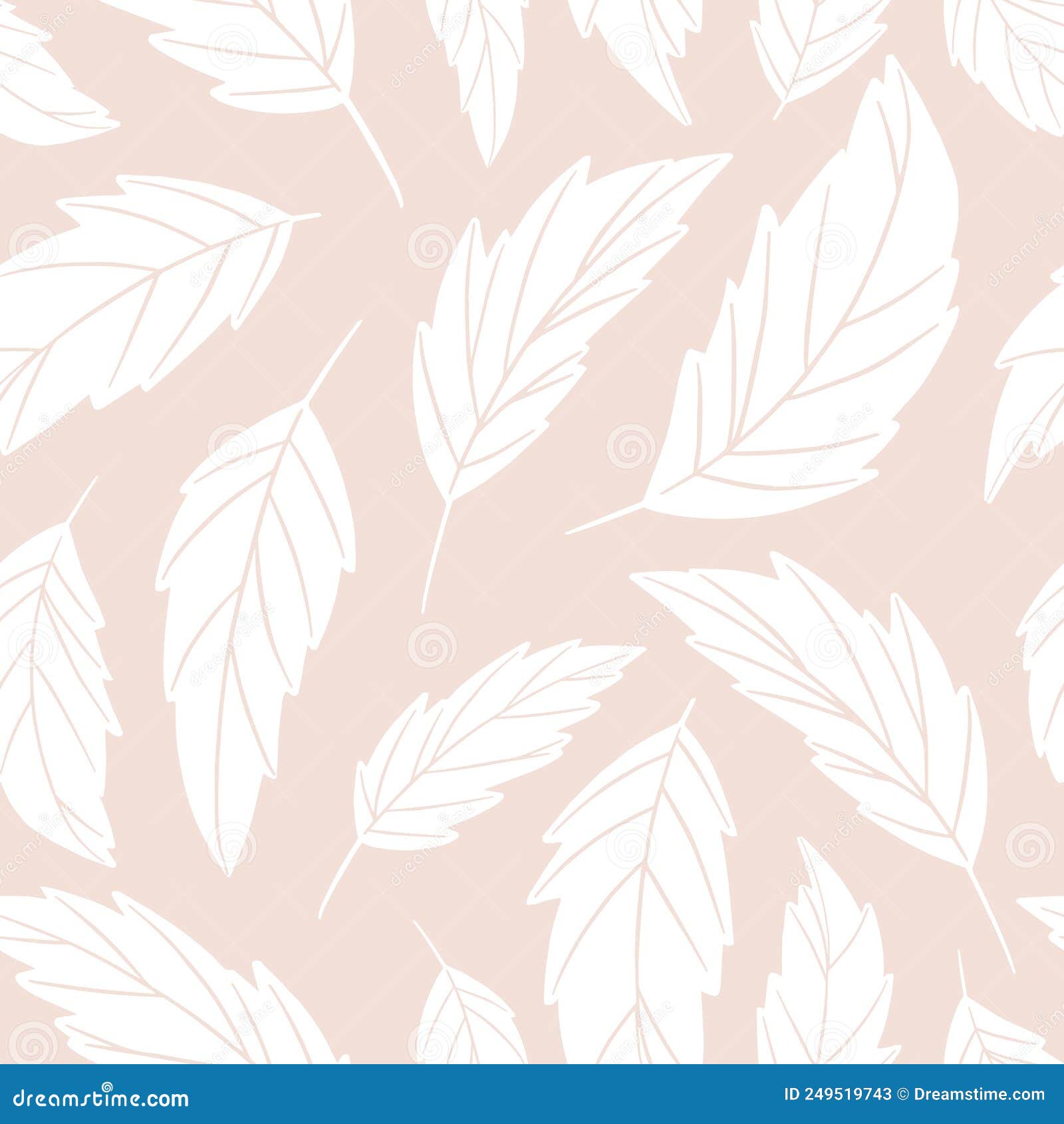 Subtle Neutral Botanical Pattern Design with White Winter Leaves Over ...