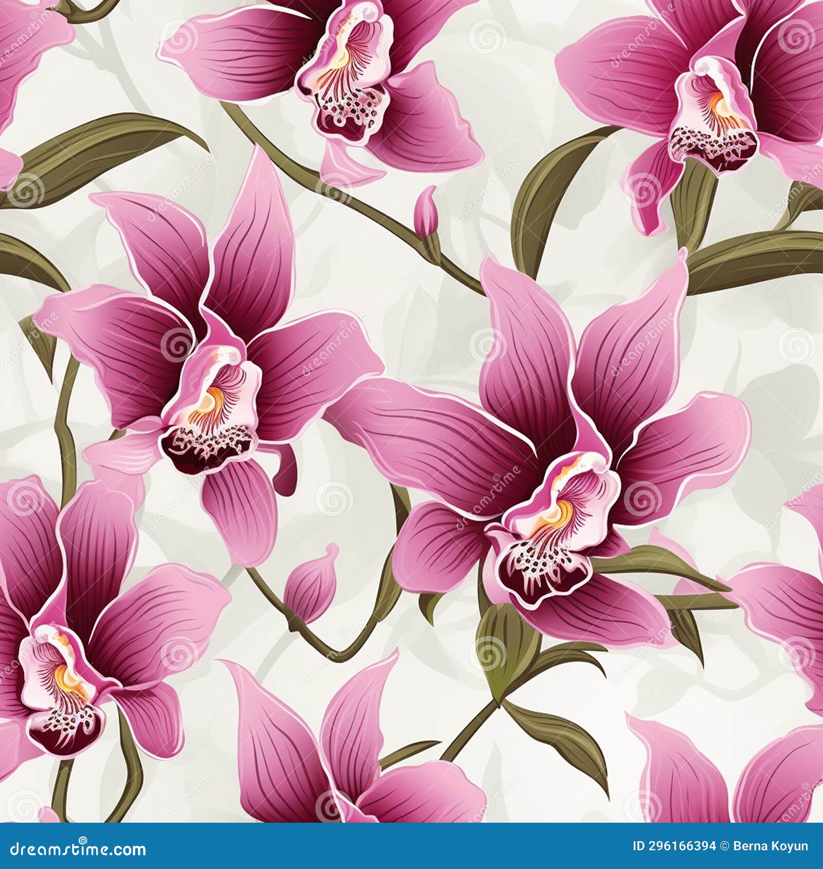 Subtle Orchid Pattern for a Credenza or Bookshelf Stock Illustration ...